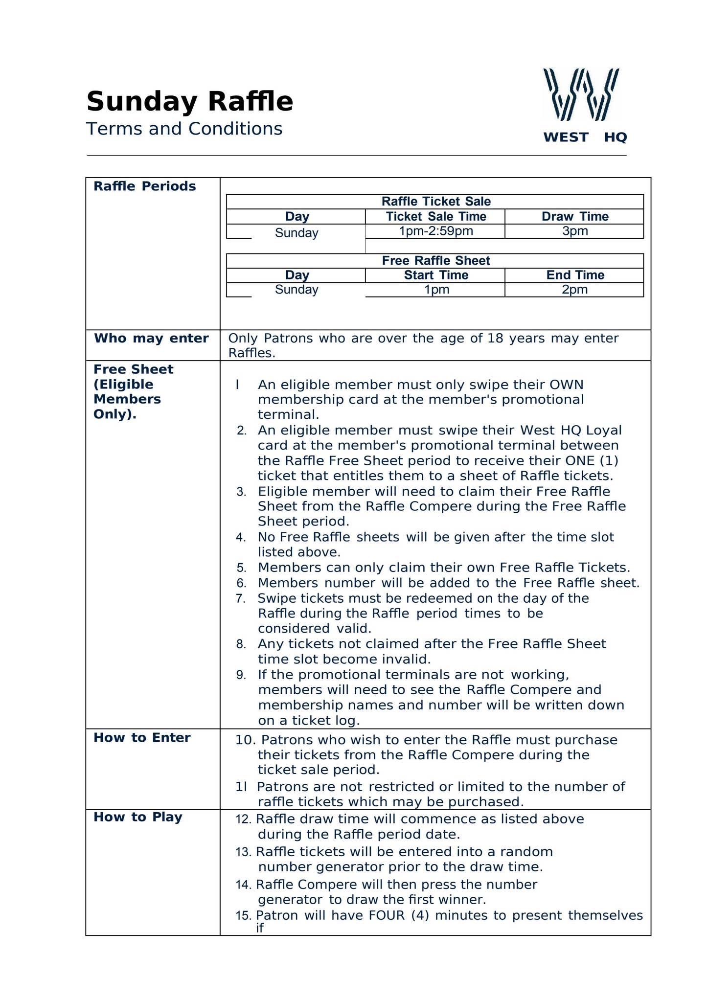 Sunday Raffle T&Cs by westhq - Issuu