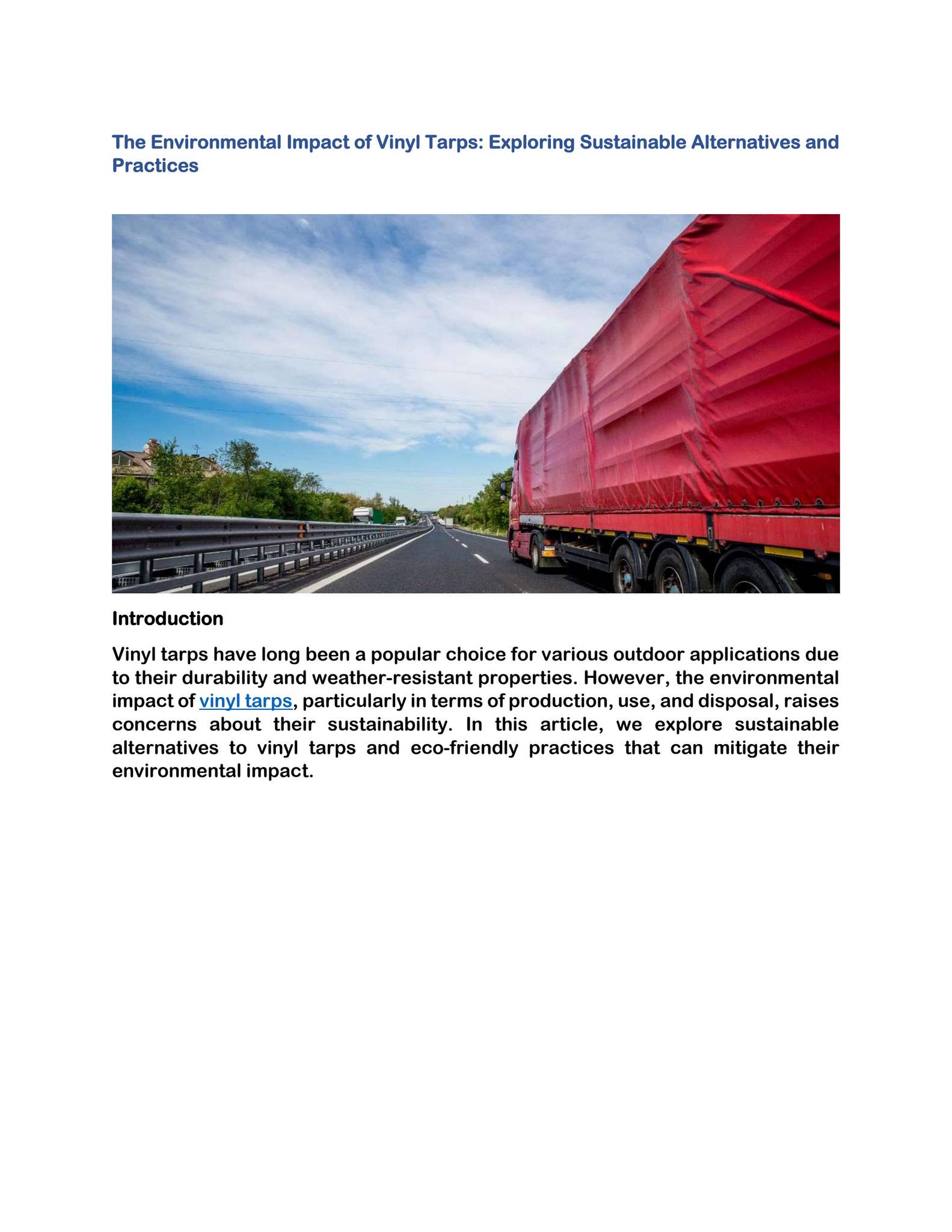 The Environmental Impact of Vinyl Tarps Exploring Sustainable ...