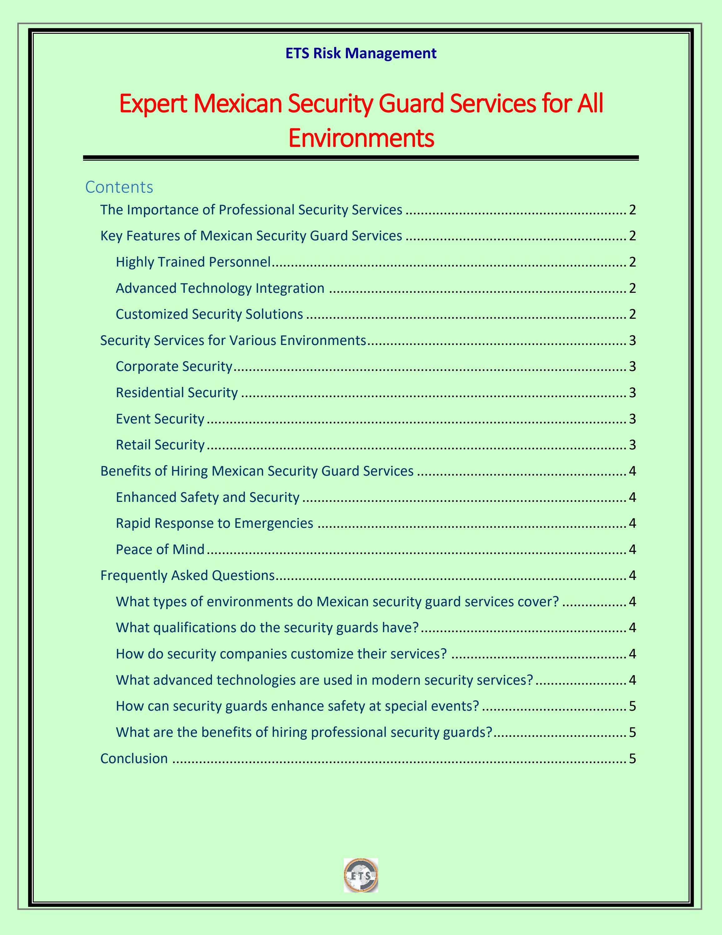 Expert Mexican Security Guard Services for All Environments by Web ...