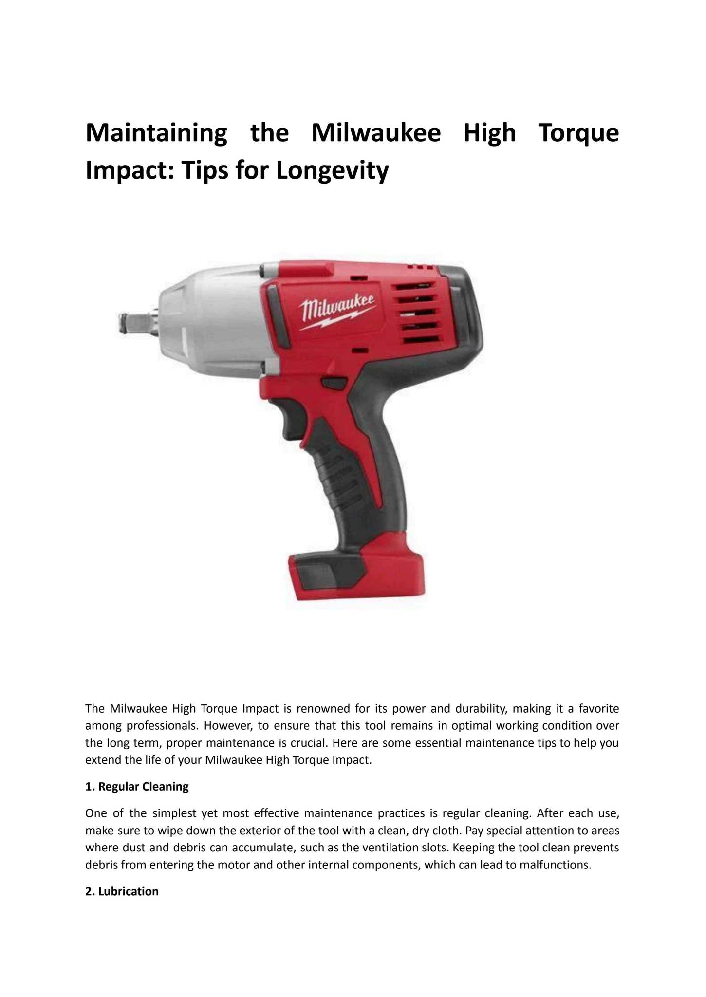 Maintaining the Milwaukee High Torque Impact: Tips for Longevity by ...