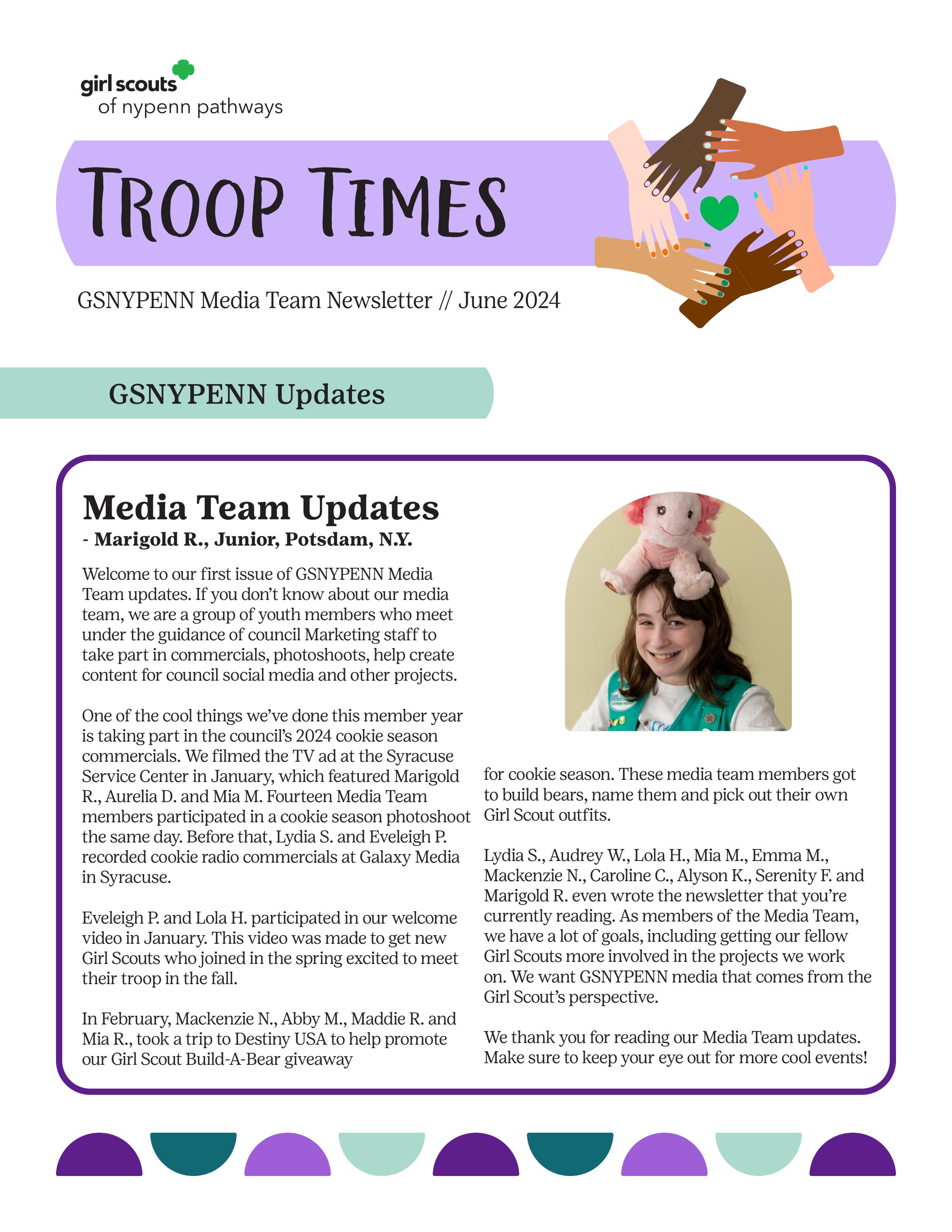 GSNYPENN Media Team MY2024 // Troop Times Newsletter // June 2024 by Girl Scouts of NYPENN ...