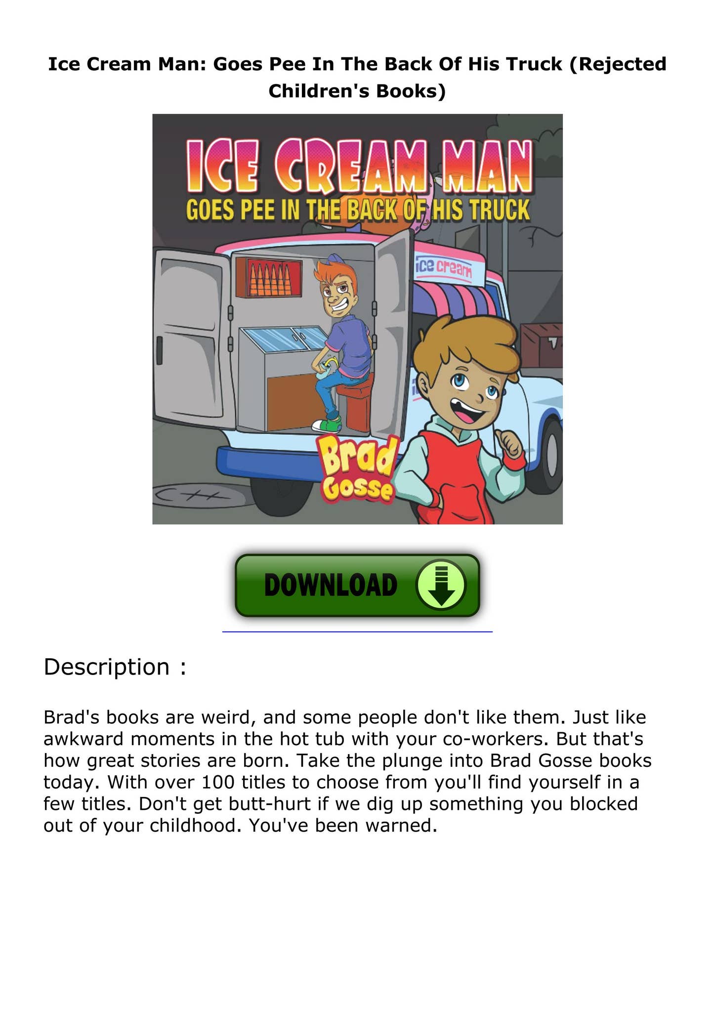 READ️[PDF ️]️ Ice Cream Man: Goes Pee In The Back Of His Truck ...
