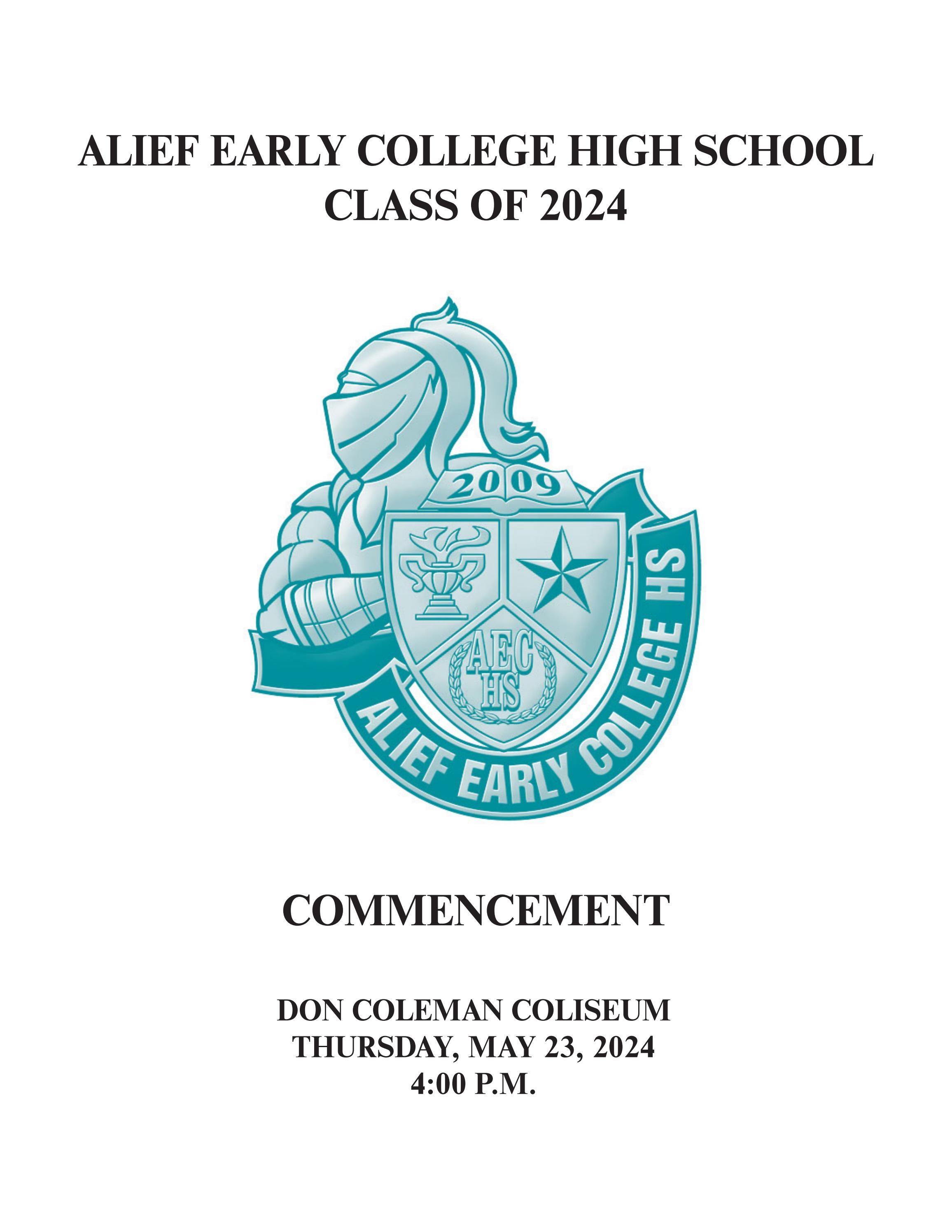 2024 Alief Early College High School (AECHS) Graduation Program by ...