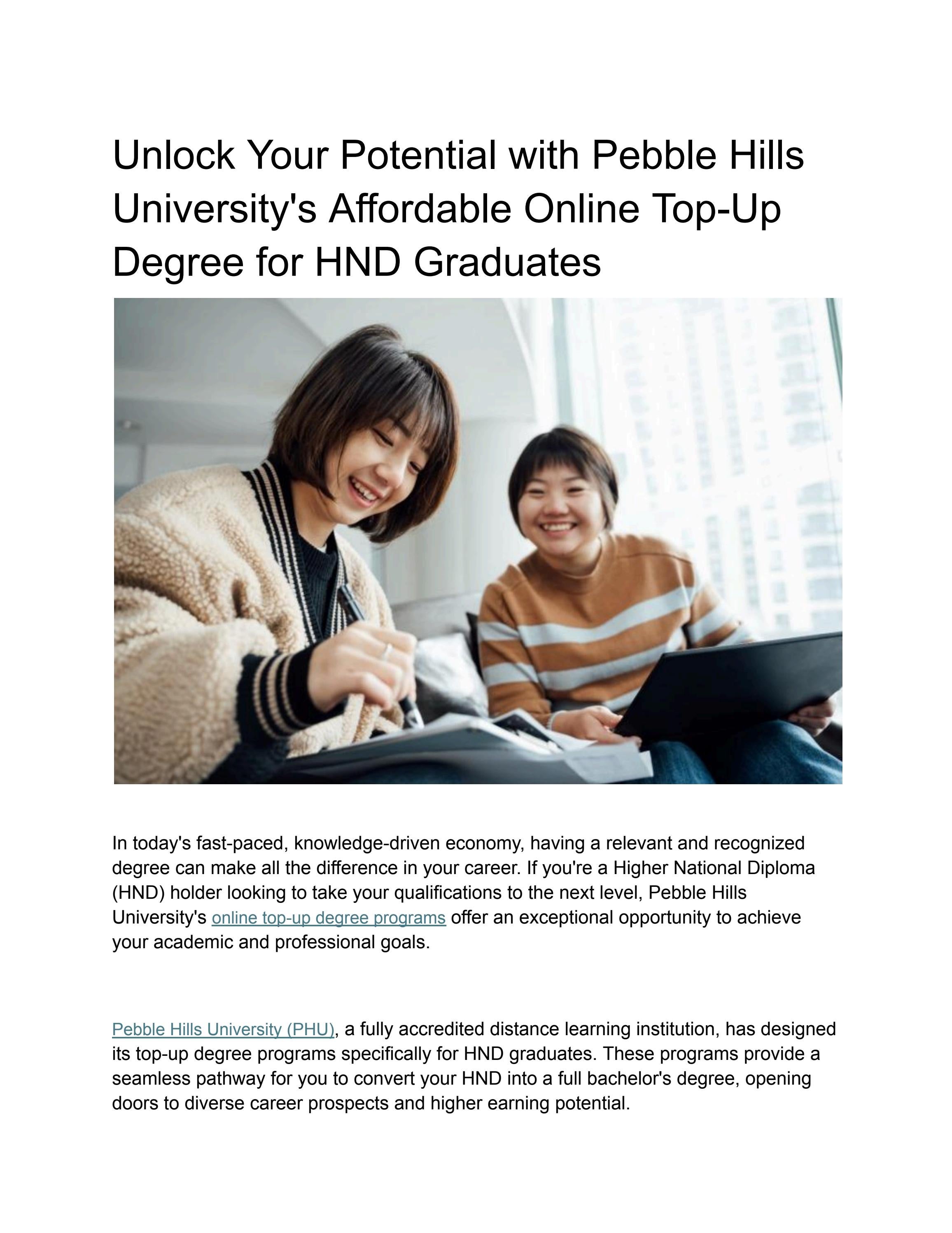 Unlock Your Potential with Pebble Hills University's Affordable Online ...