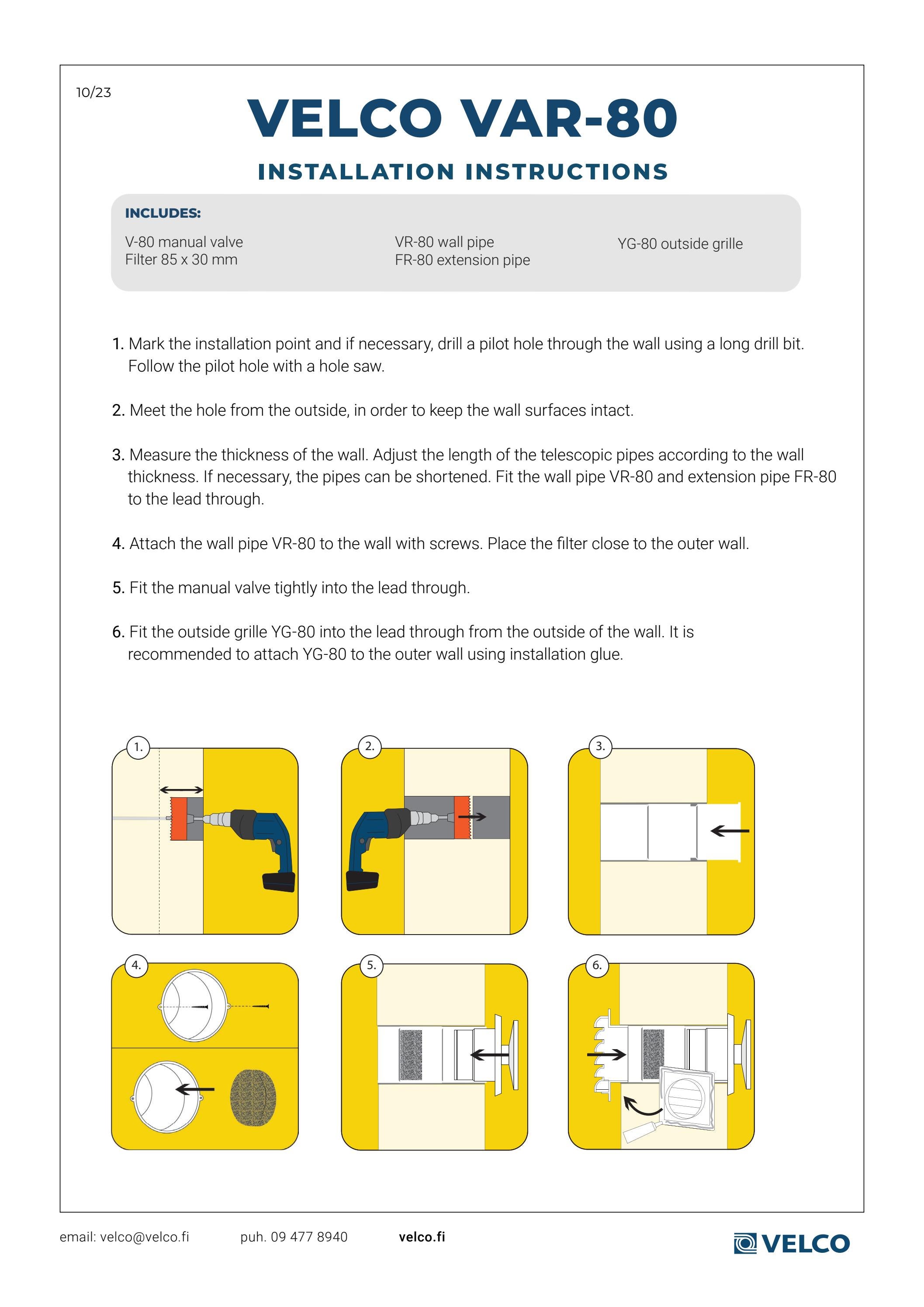 Velco VAR-80 Installation Instructions by velco.fi - Issuu