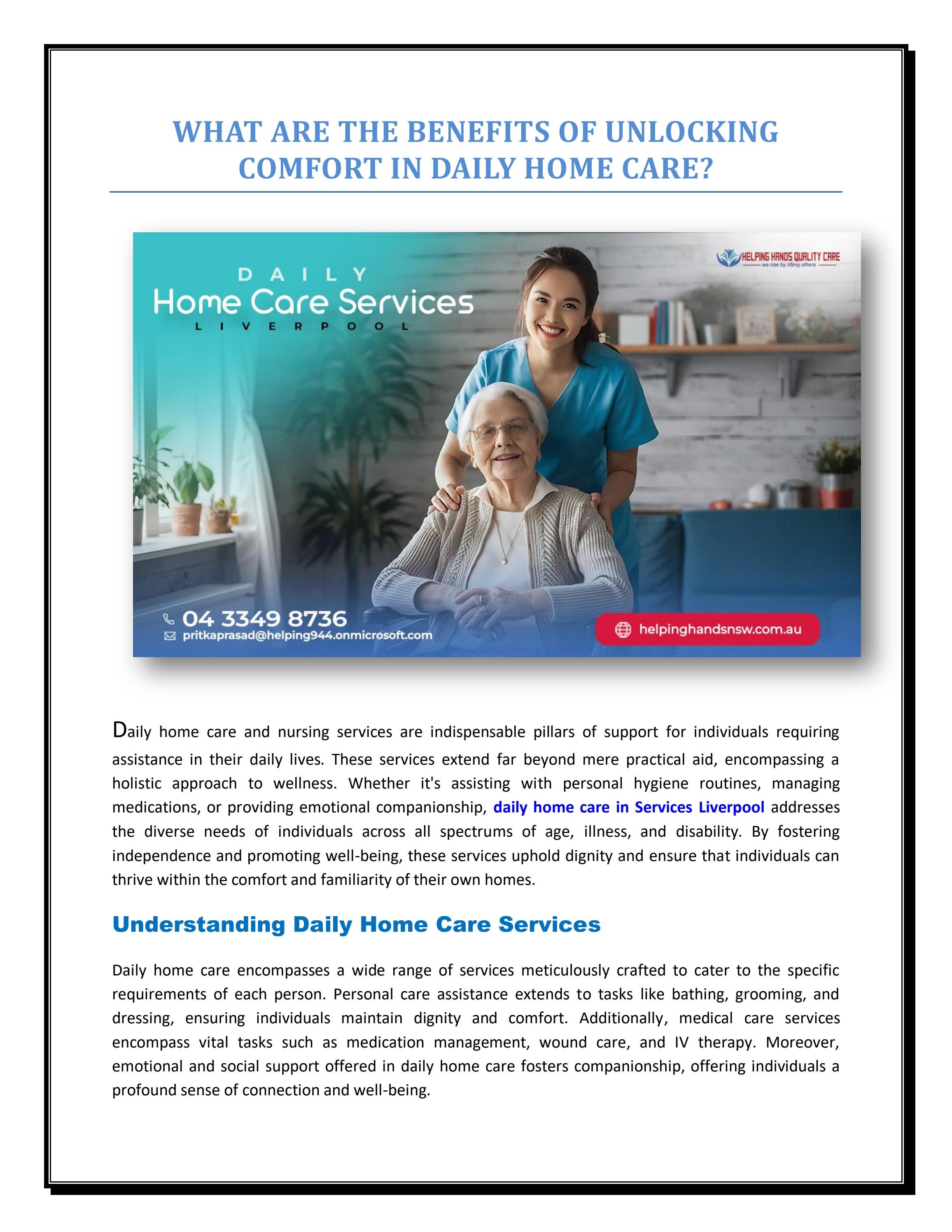 WHAT ARE THE BENEFITS OF UNLOCKING COMFORT IN DAILY HOME CARE? by ...