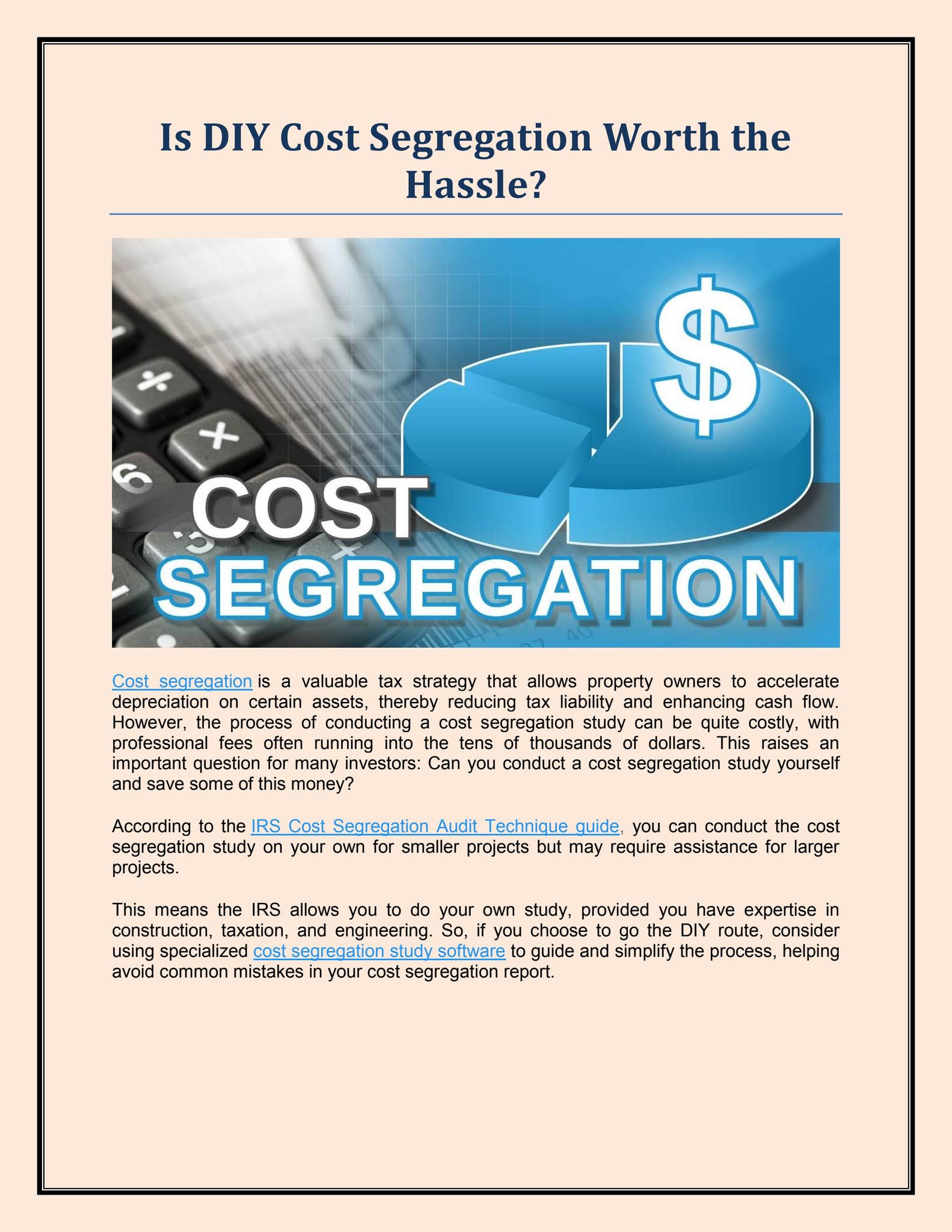 Is DIY Cost Segregation Worth the Hassle by Titan Echo - Issuu