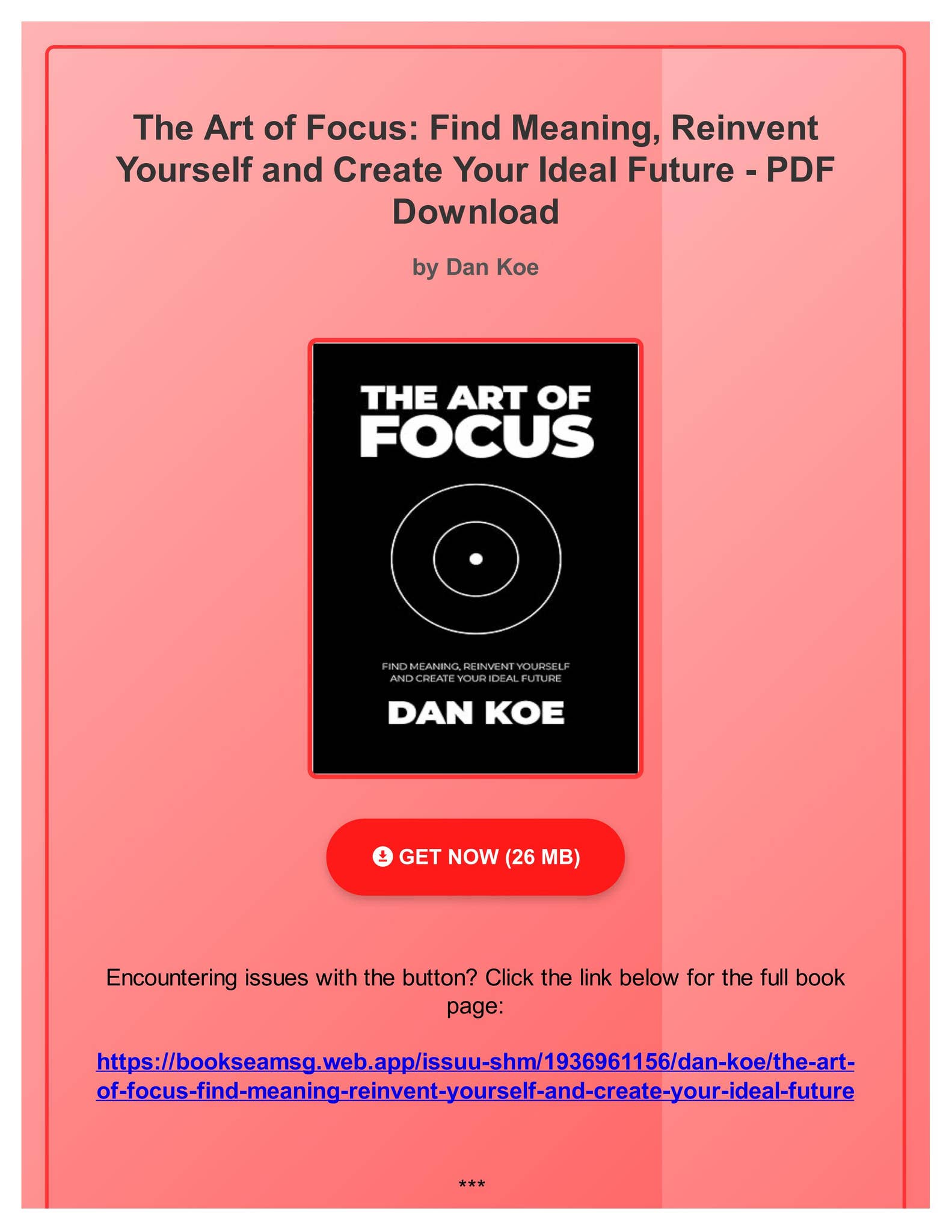 (EBOOK)(PDF) The Art of Focus: Find Meaning, Reinvent Yourself and Create Your Ideal Future by ...