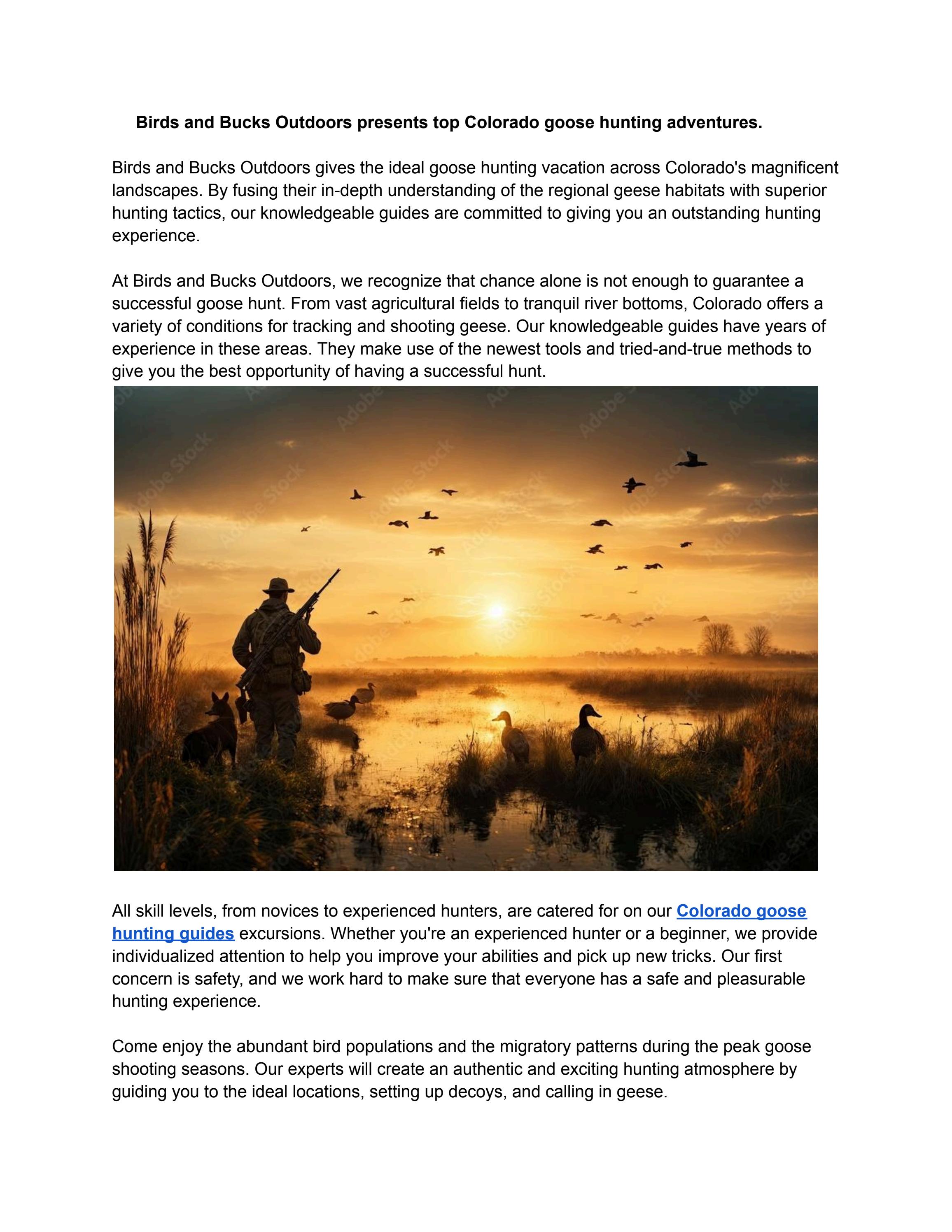 Birds and Bucks Outdoors presents top Colorado goose hunting adventures ...