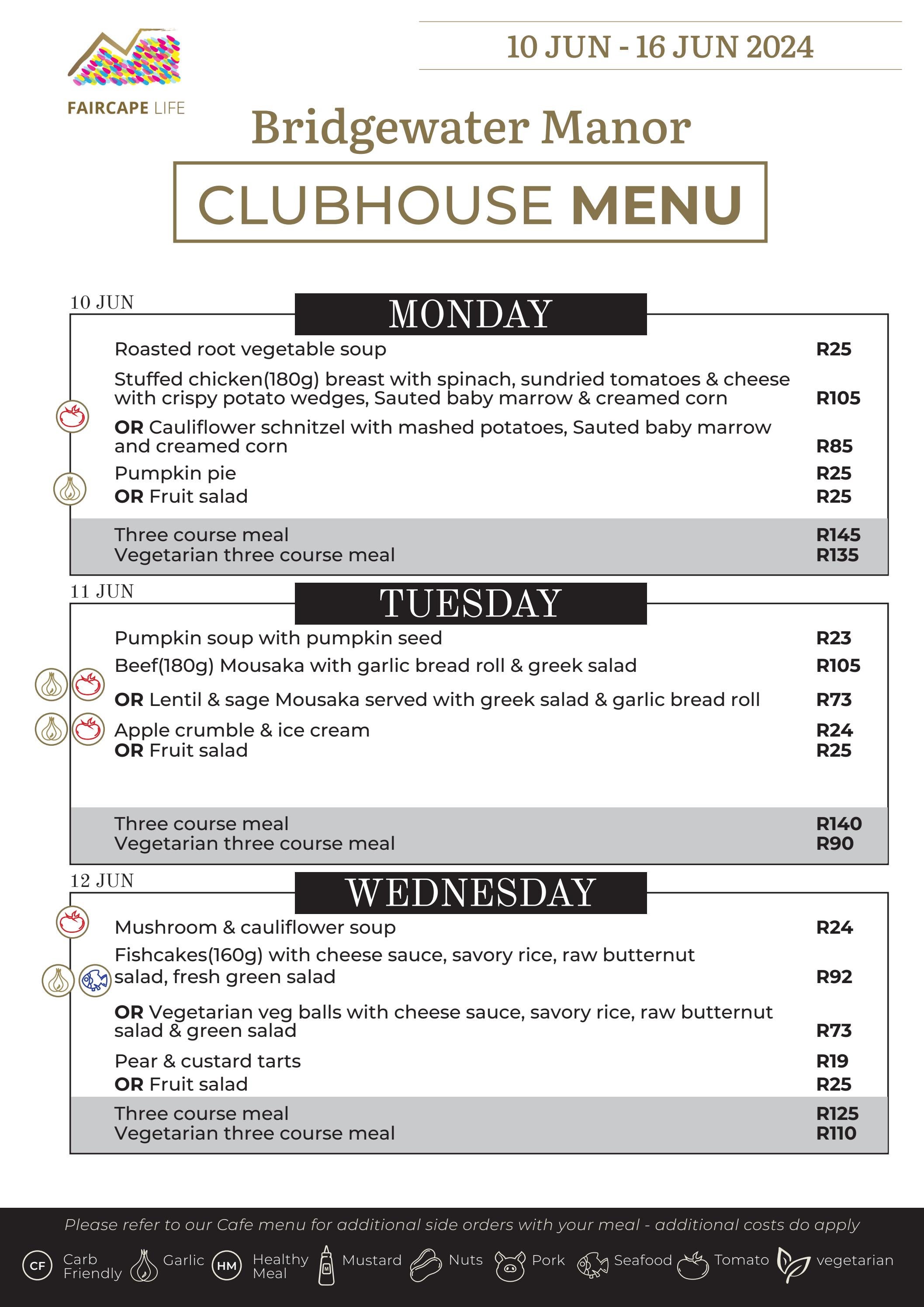 Clubhouse Menus | Bridgewater Manor | June - July 2024 by Faircape ...