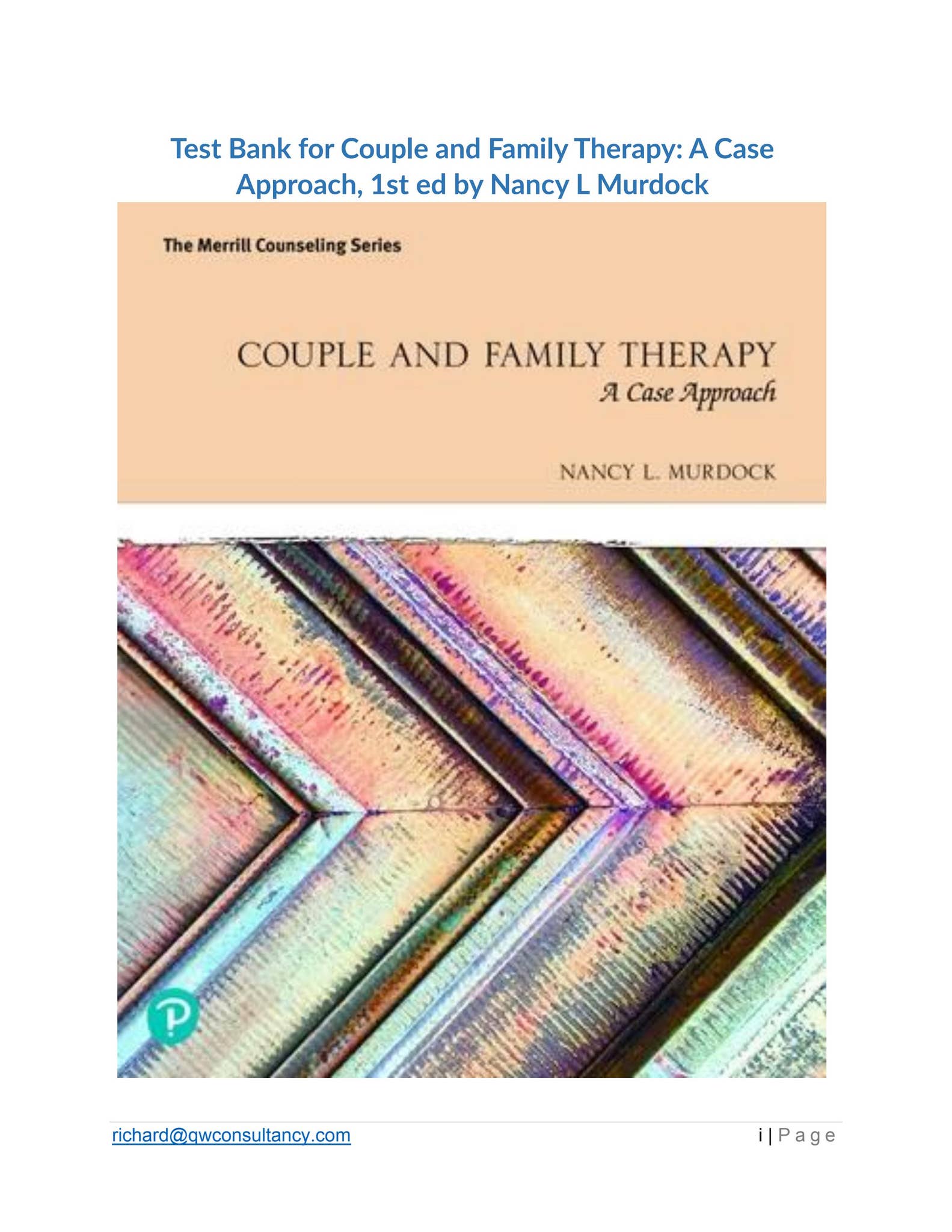 Test Bank for Couple and Family Therapy A Case Approach 1st ed by Nancy ...