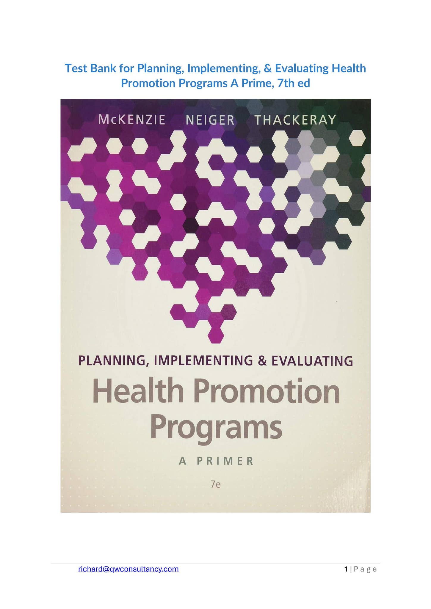 Test Bank for Planning, Implementing, & Evaluating Health Promotion ...