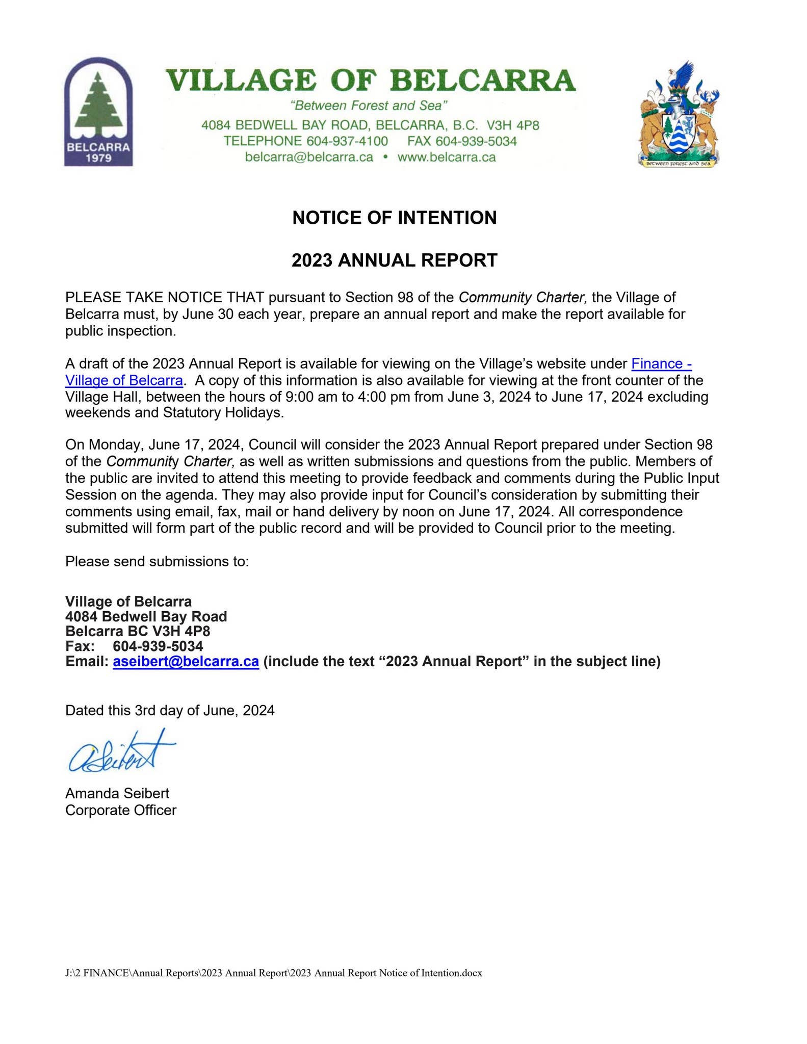 Notice of Intent 2023 Annual Report by Tri-City News - Issuu