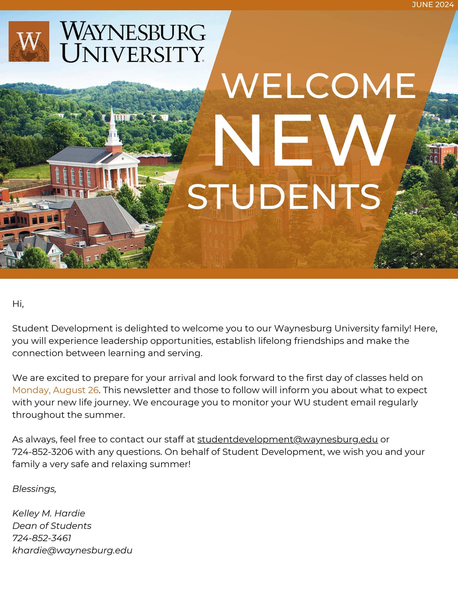 New Student Newsletter - June 2024 by Waynesburg University - Issuu