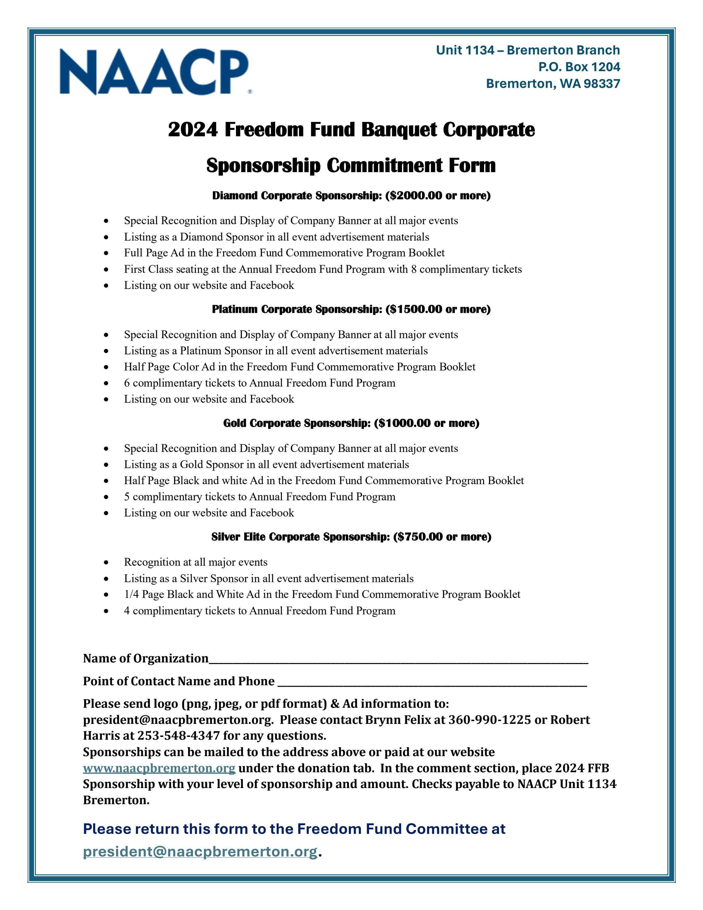 NAACP Freedom Fund Banquet Sponsor Donate Packet by Admiral Theatre - Issuu