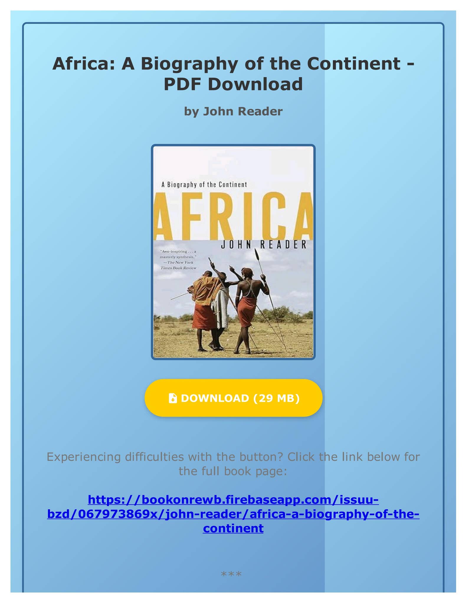 PDF Africa: A Biography of the Continent by John Reader by StrosinPhDno ...