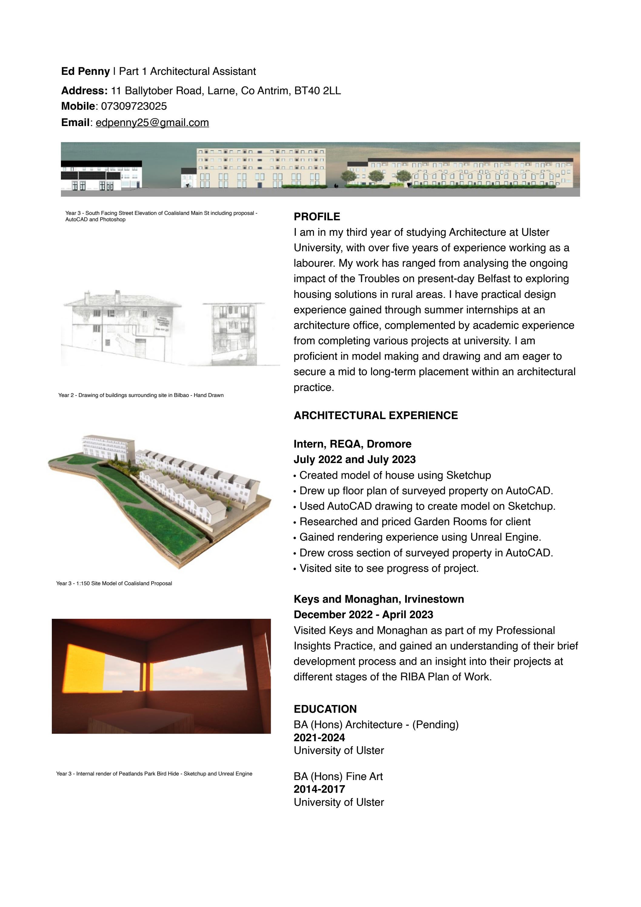 Ed Penny - CV - Part 1 Architectural Assistant by edpennyarch - Issuu