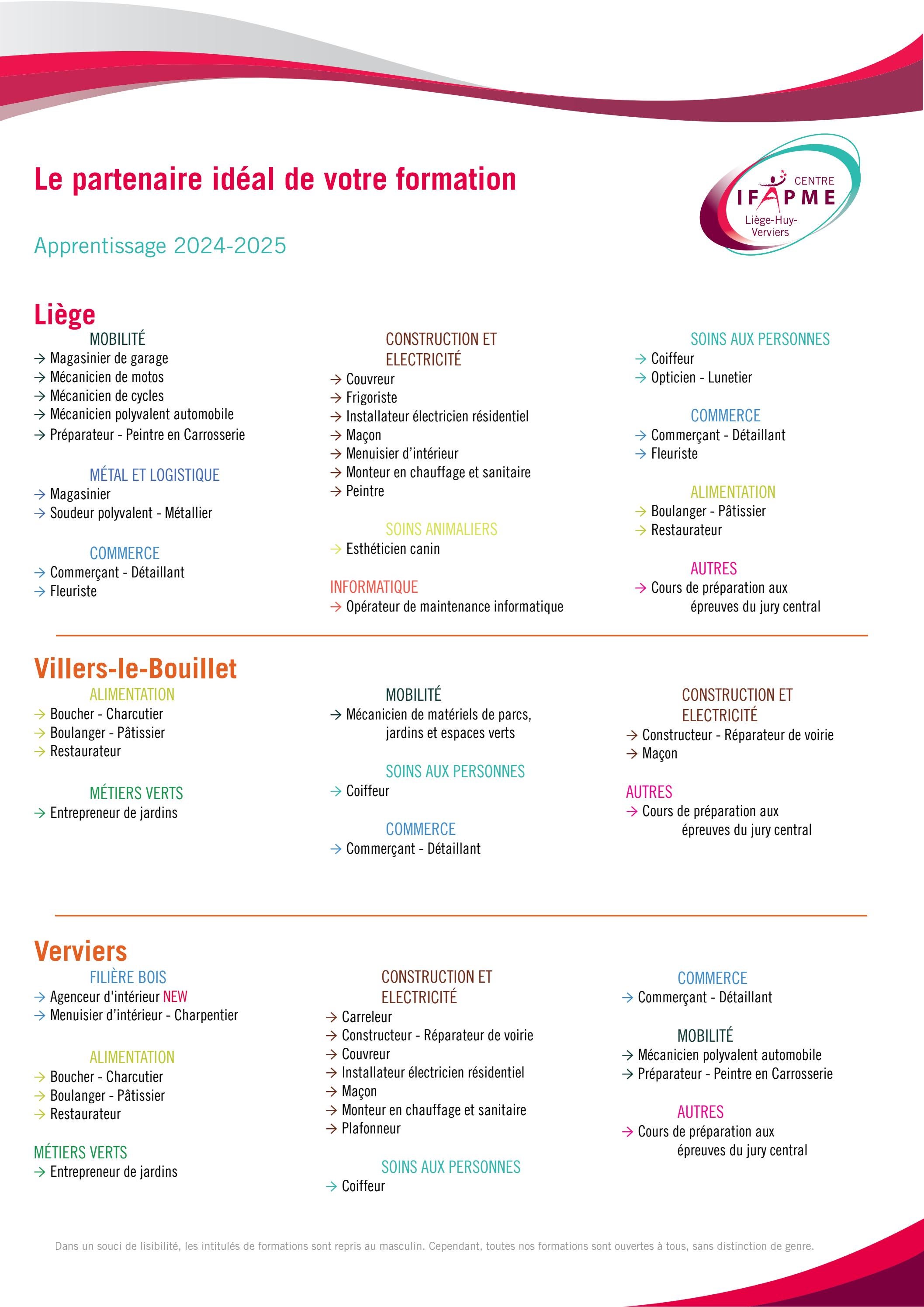 Offre de formation Apprentissage 2023-2024 by Centre IFAPME Liège-Huy ...