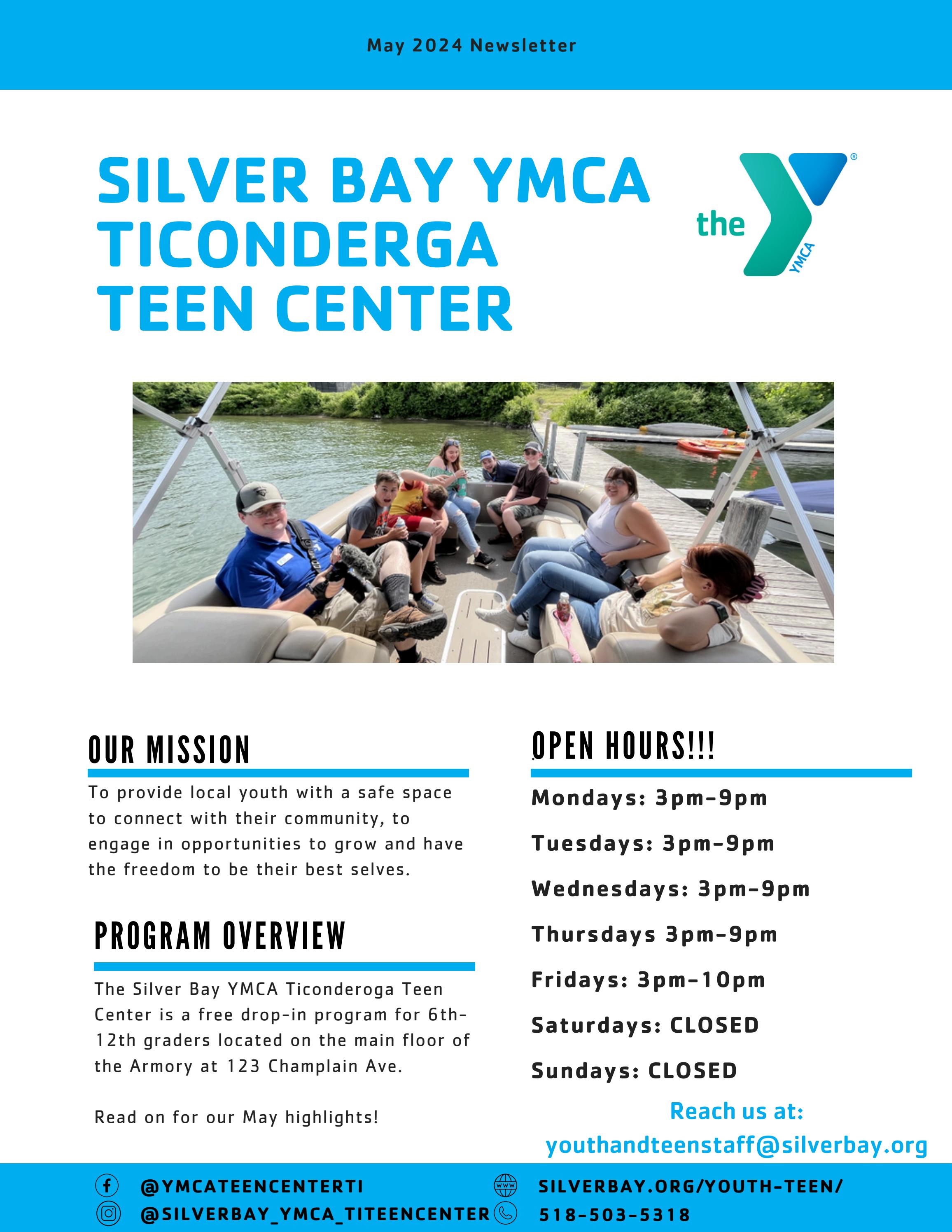 Silver Bay YMCA Ticonderoga Teen Center May Newsletter by silverbayymca ...