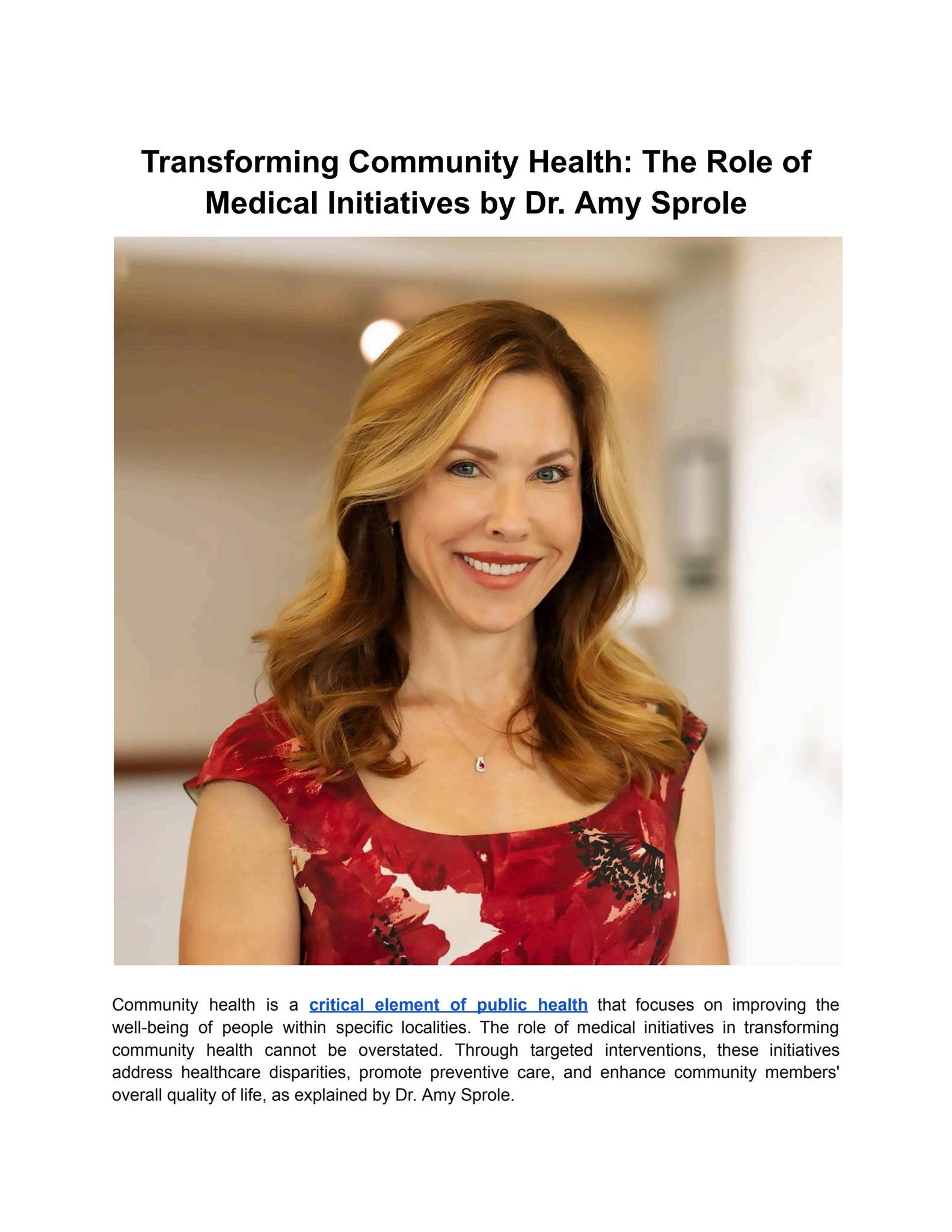 Transforming Community Health: The Role of Medical Initiatives by Dr ...