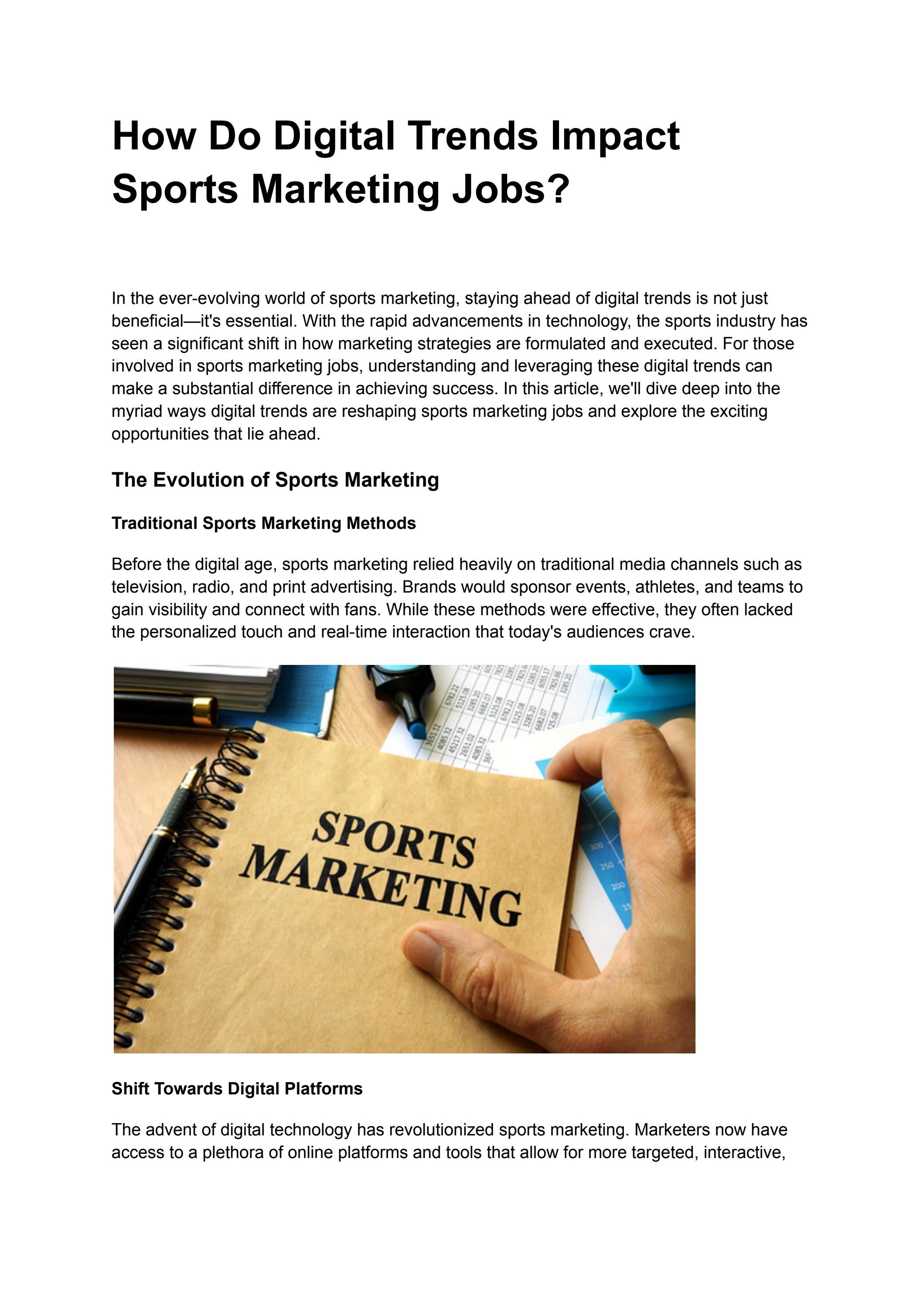 How Do Digital Trends Impact Sports Marketing Jobs? by Sportconn - Issuu
