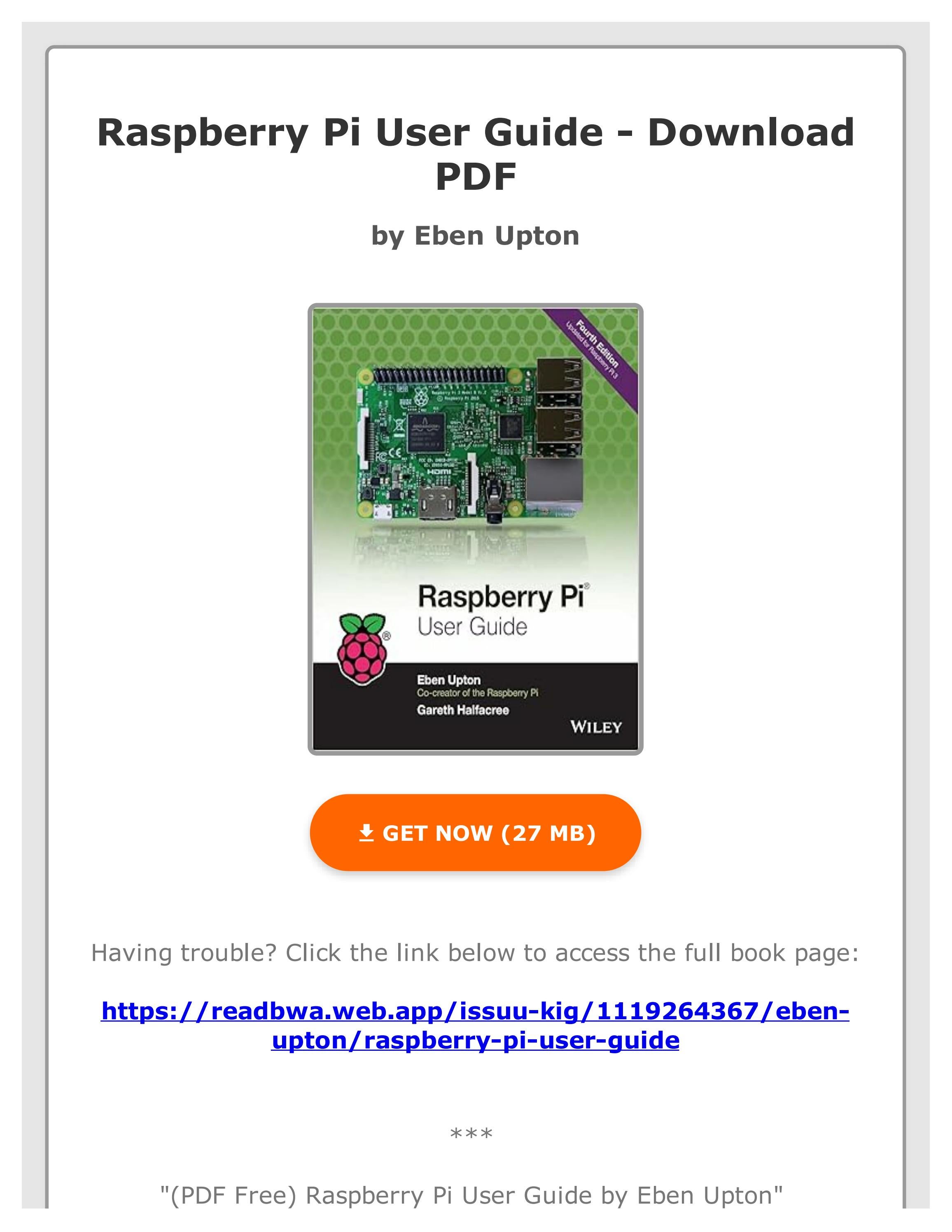 Pdf Free Raspberry Pi User Guide By Eben Upton By Jodieerdmantg Issuu