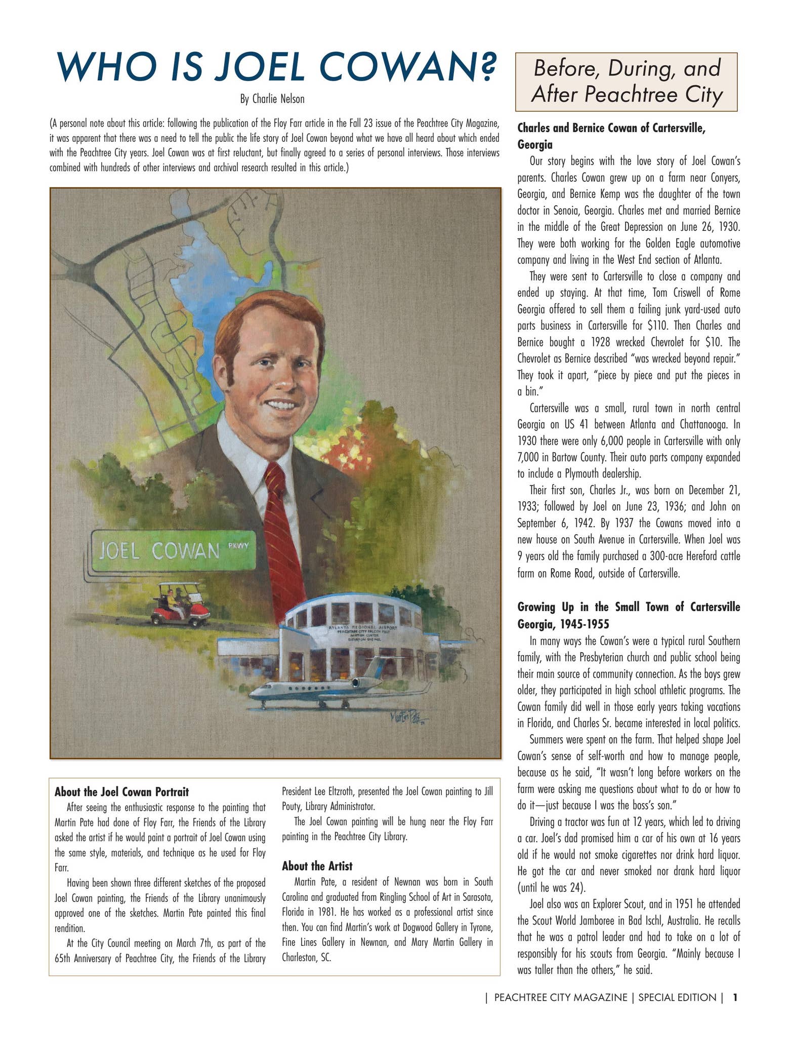 Joel Cowan History - from Peachtree City Magazine Spring/Summer 2024 by ...