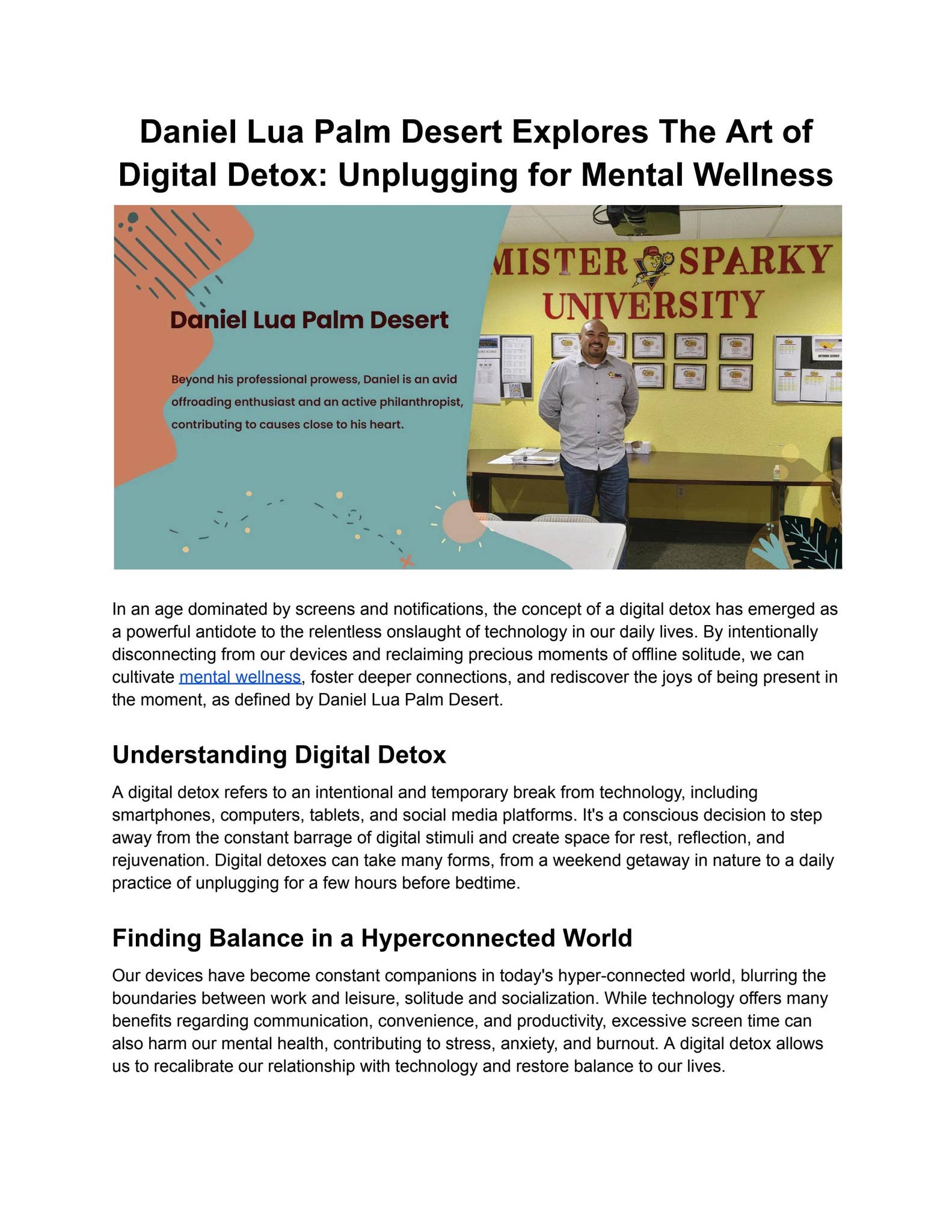 Unplugging for Mental Wellness by Daniel Lua Palm Desert - Issuu