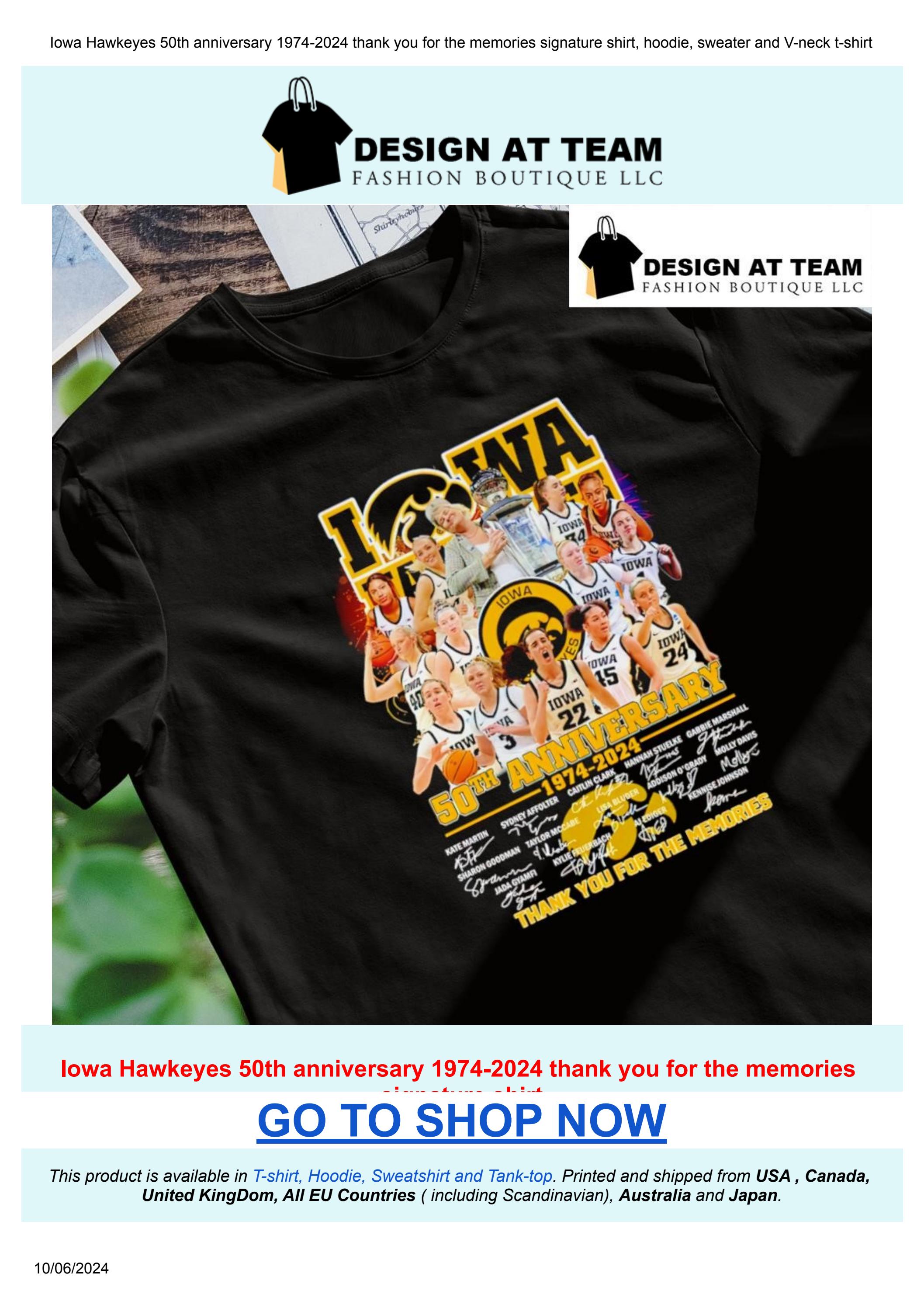 Iowa Hawkeyes 50th anniversary 1974-2024 thank you for the memories ...