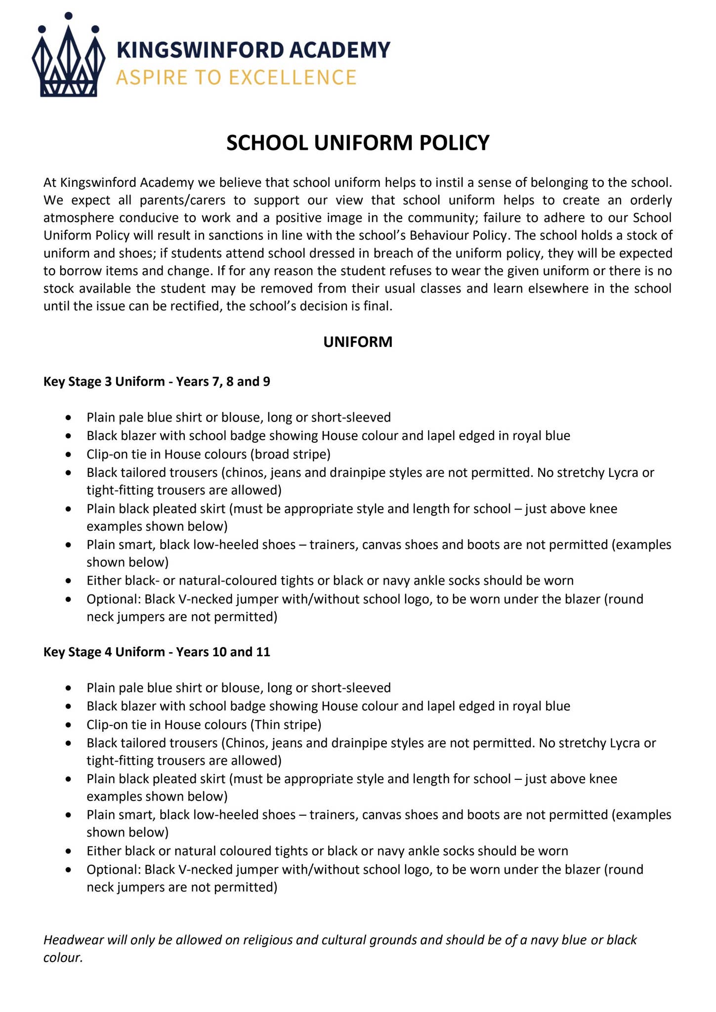 Kingswinford Academy School Uniform Policy by Windsor Academy Trust - Issuu