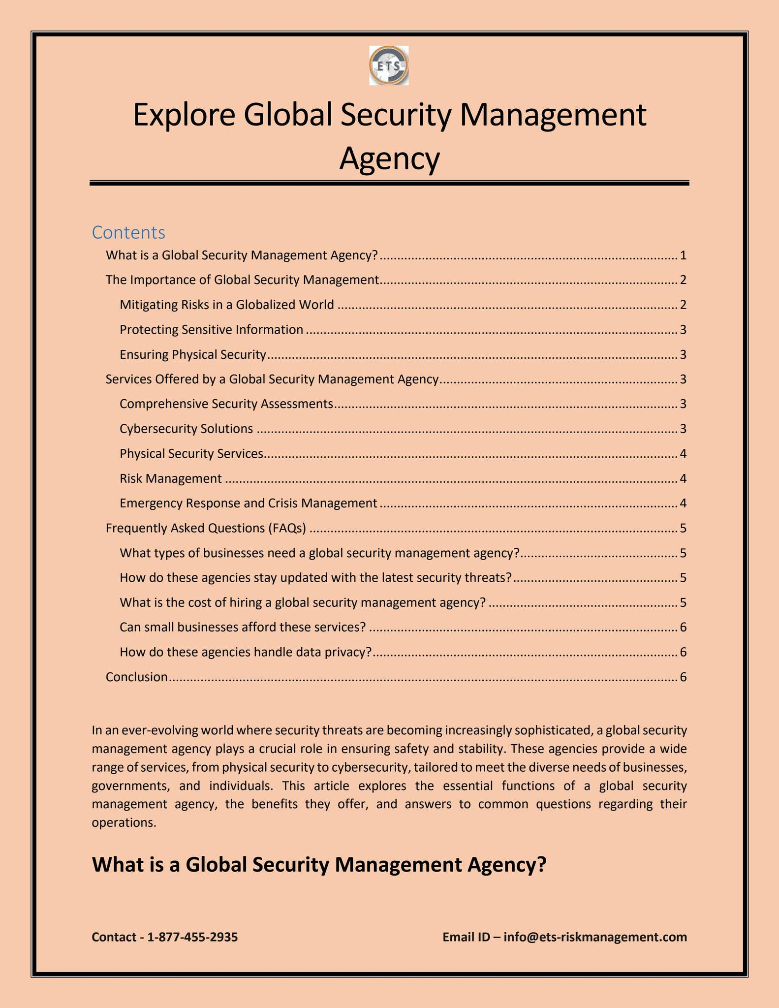 Explore Global Security Management Agency by Web Cures Digtal - Issuu