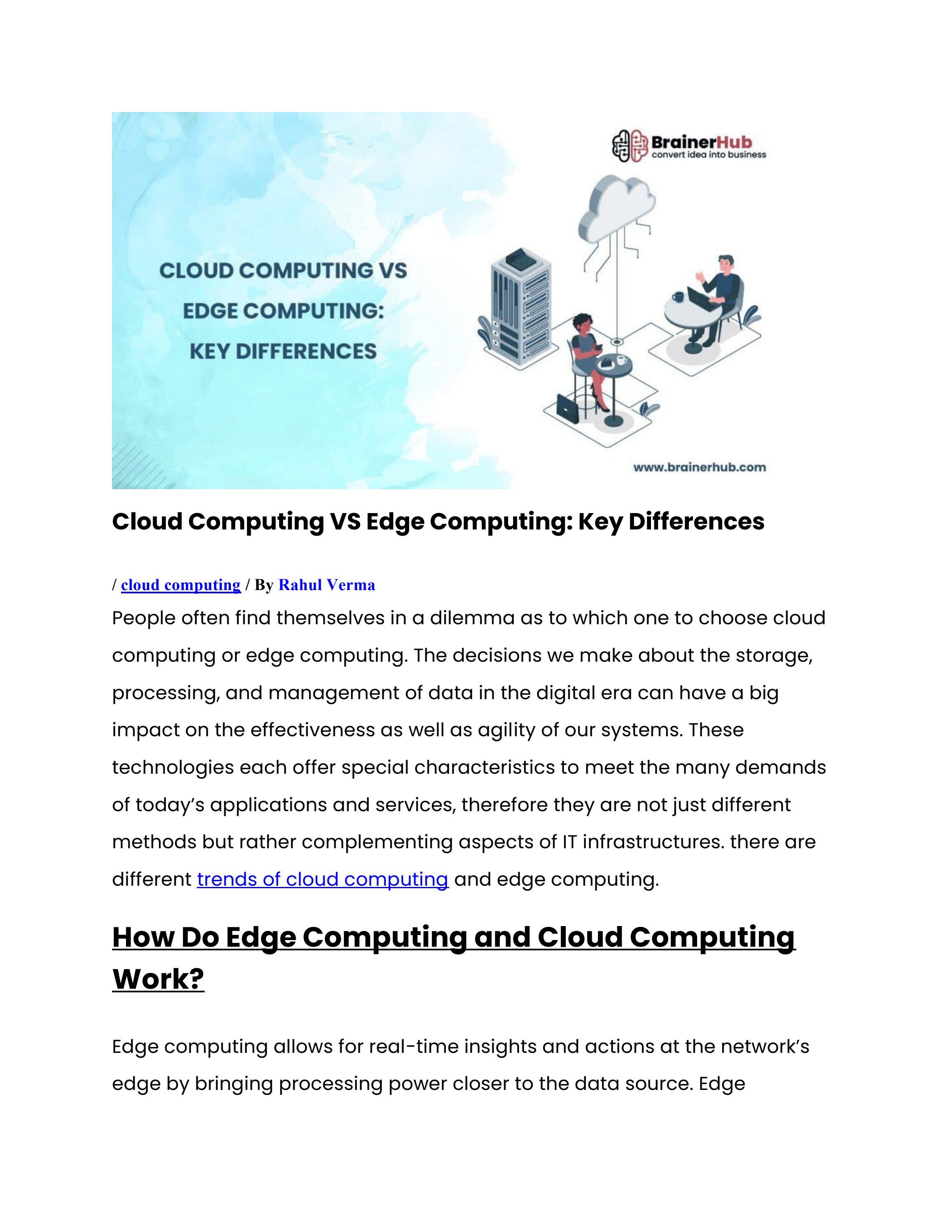 Cloud Computing VS Edge Computing: Key Differences by Brainer Hub - Issuu