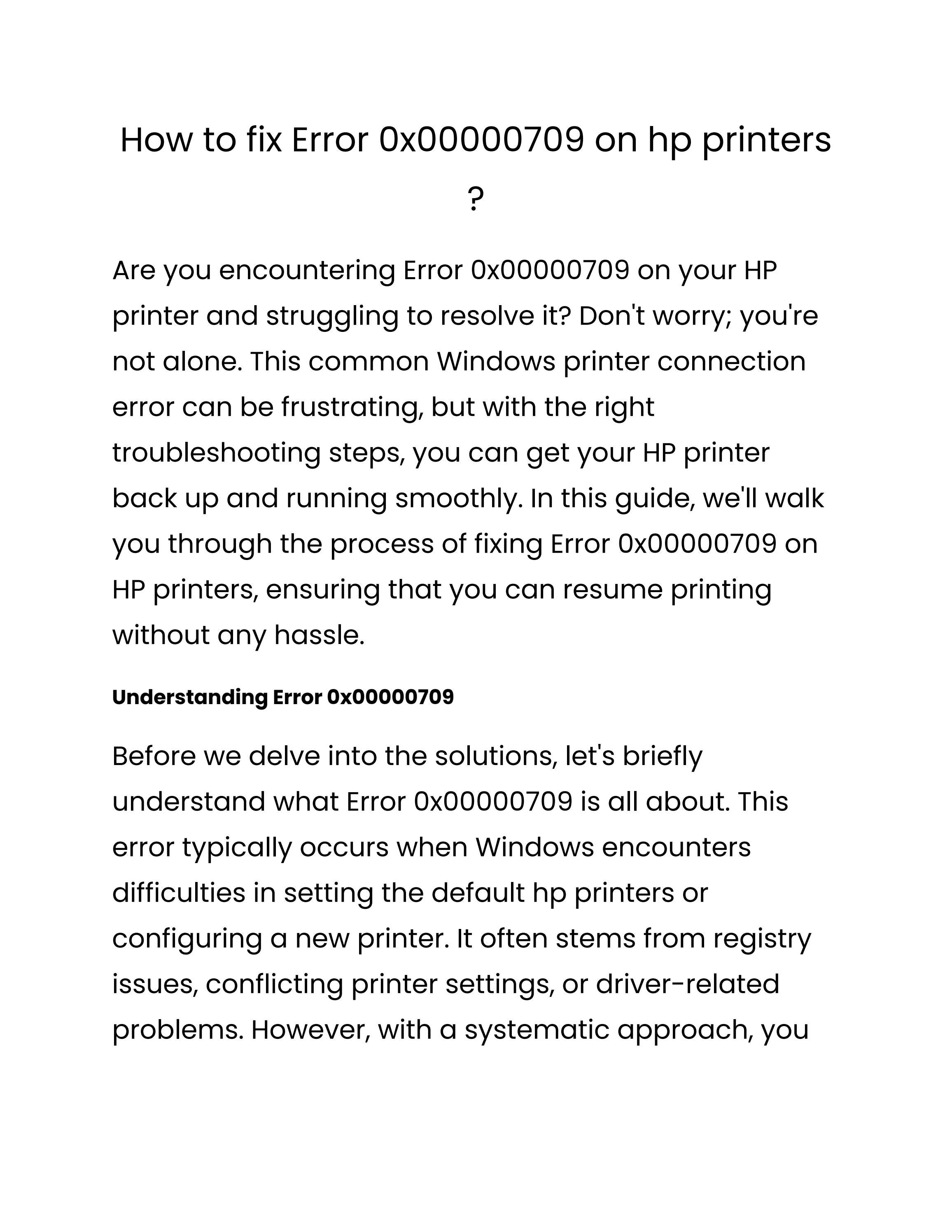 How to fix Error 0x00000709 on HP Printers? by Innovative Tech Genius ...