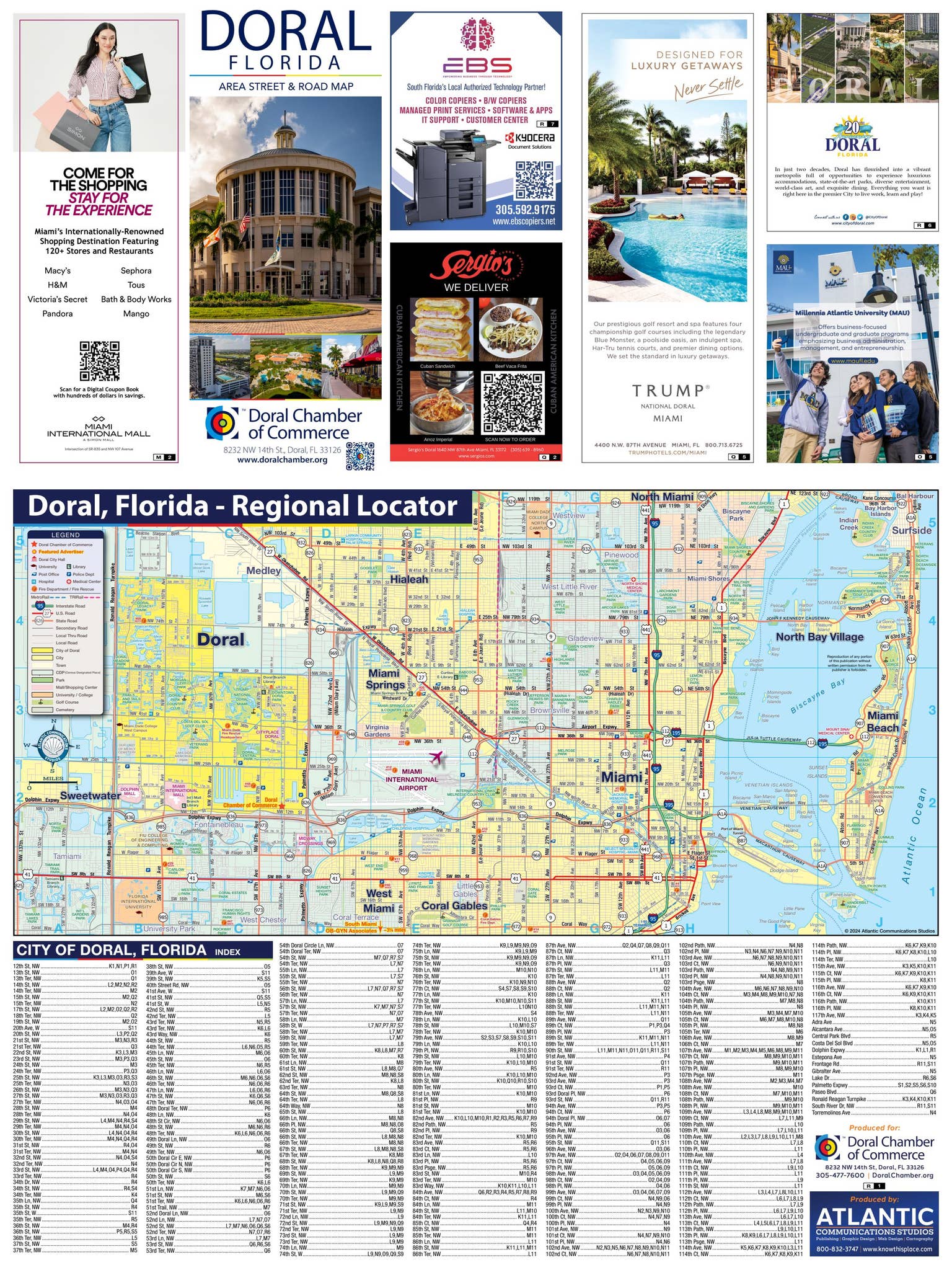 Doral Florida Area Street & Road Map by Atlantic Communications Studios ...