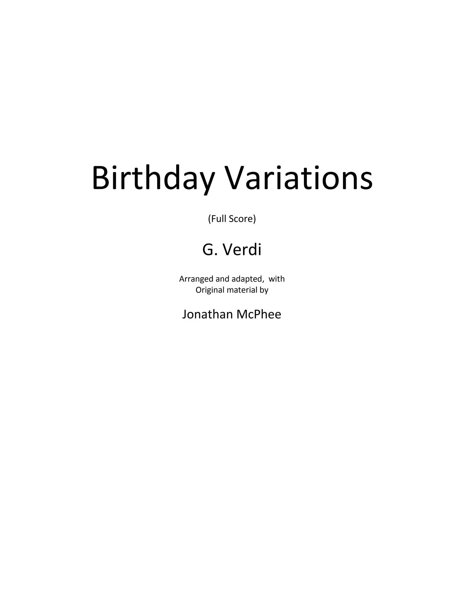 Birthday Variations - G. Verdi arr. J. McPhee by jonathanbrucemcphee ...