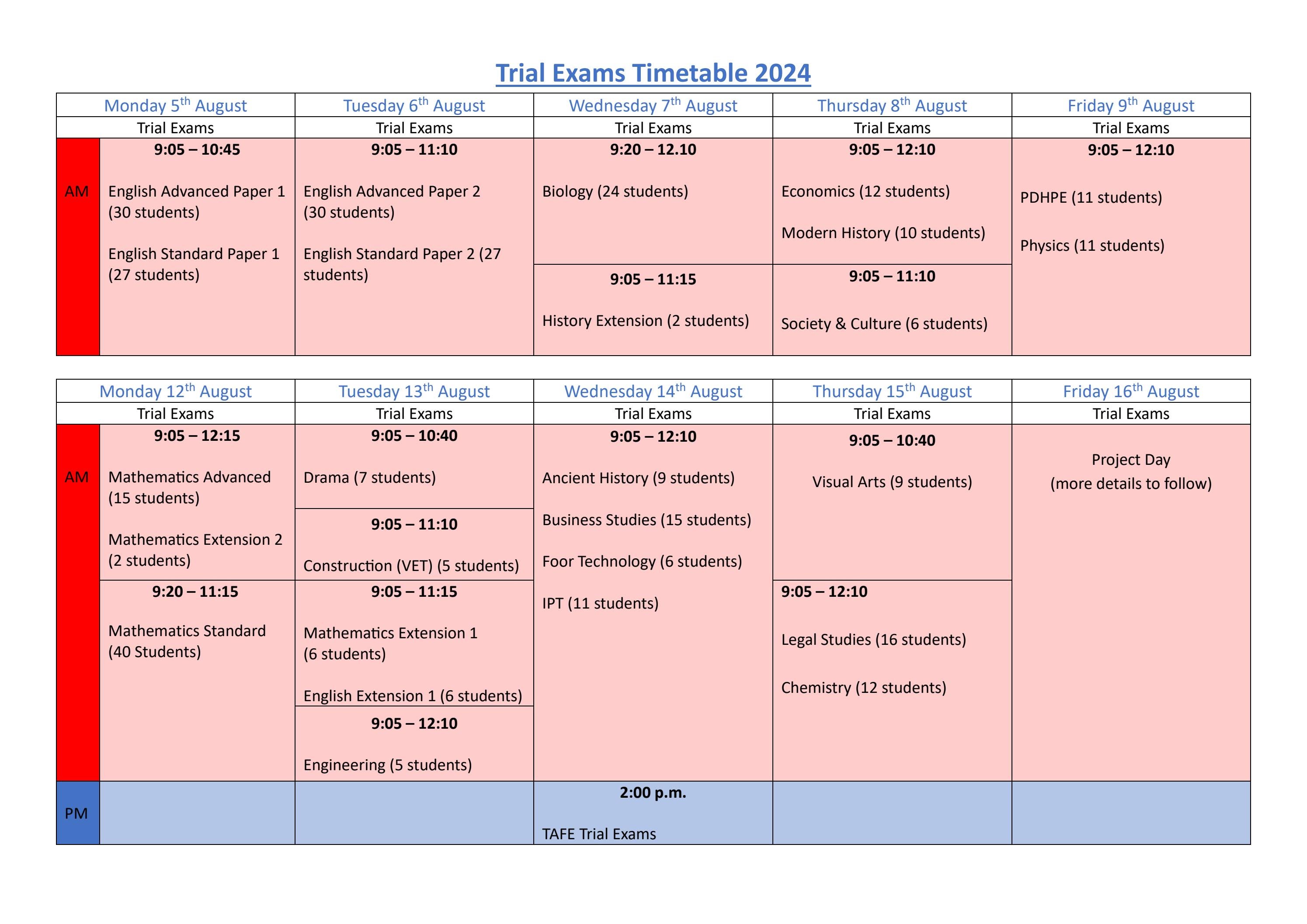 TAC_2024 Trial Exam Timetable by trinityanglicancollege - Issuu