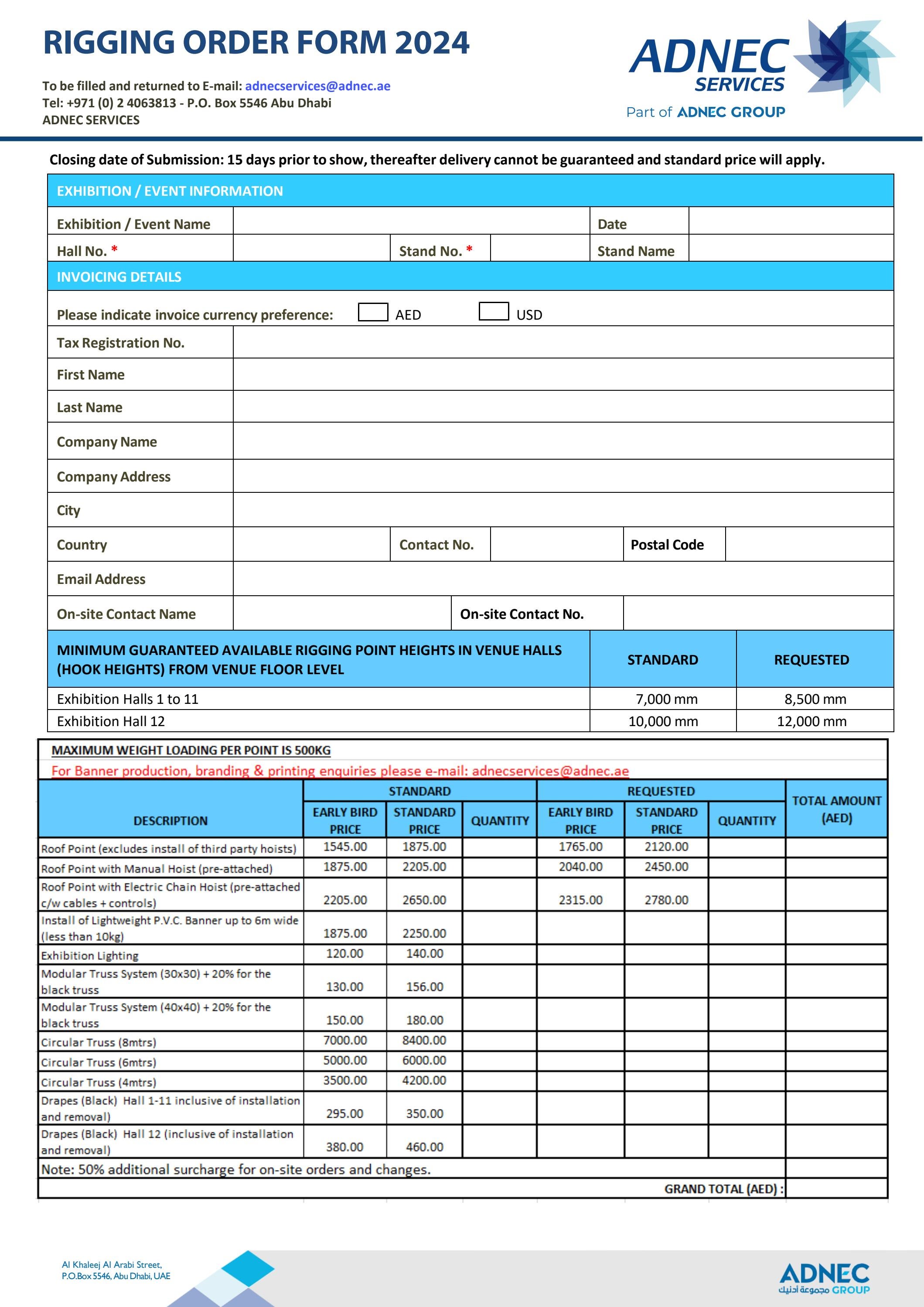 Venue Hall (Rigging Order Form 2024) by ADNEC Group - Issuu