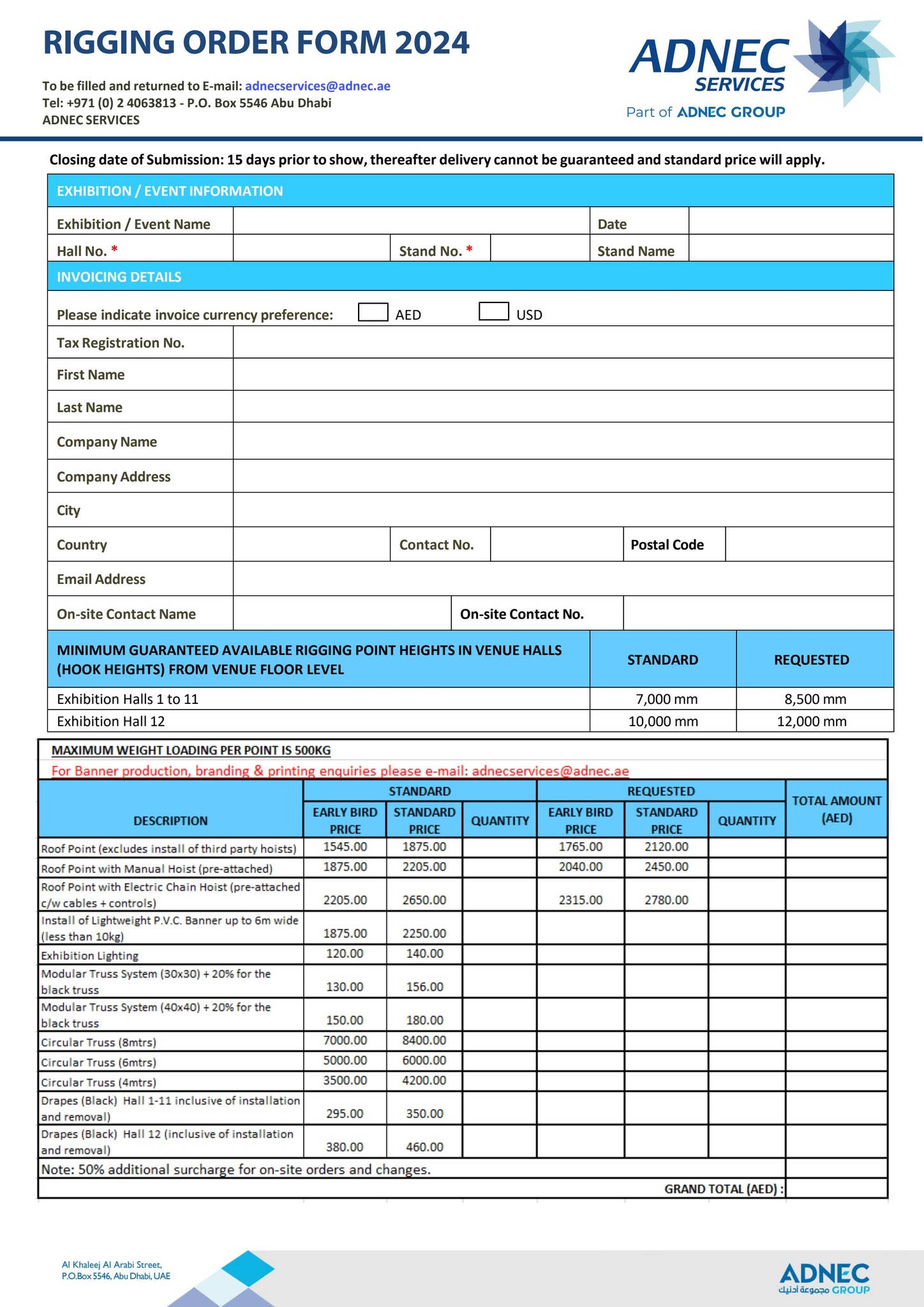 Venue Hall (Rigging Order Form 2024) by ADNEC Group - Issuu