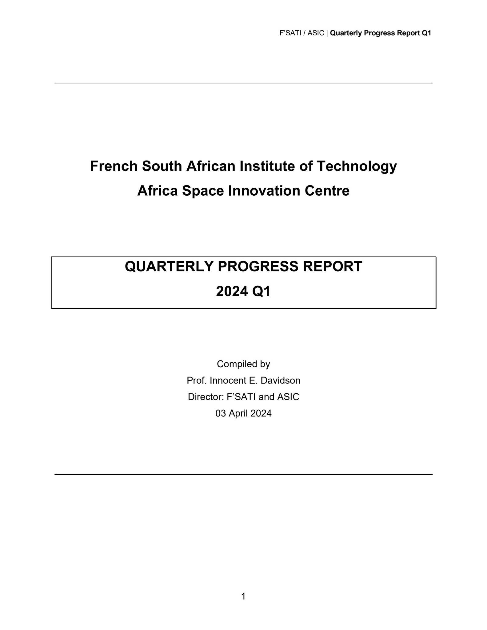 FSATI 2024 Progress Report Q1 by Cape Peninsula University of ...