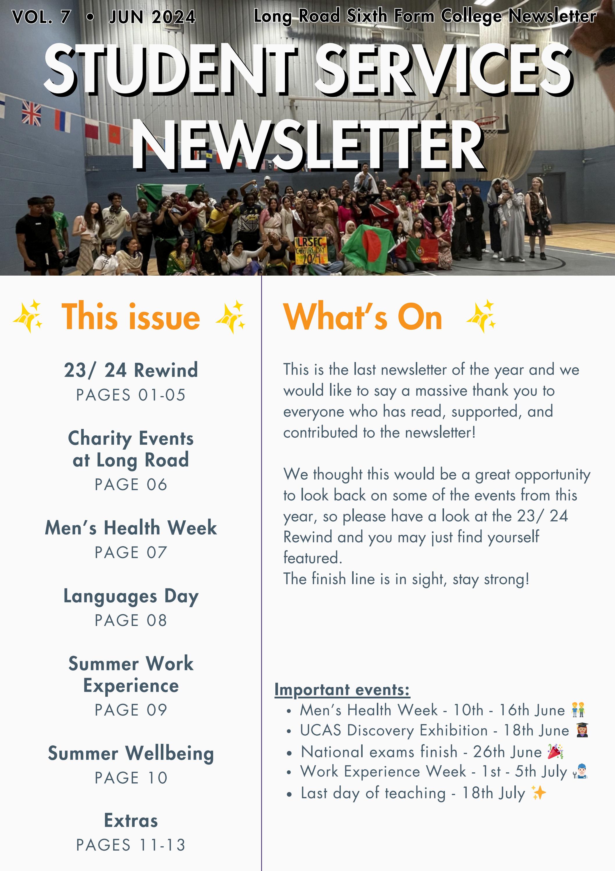 Student Services Newsletter VOL. 7 by Long Road Sixth Form College - Issuu