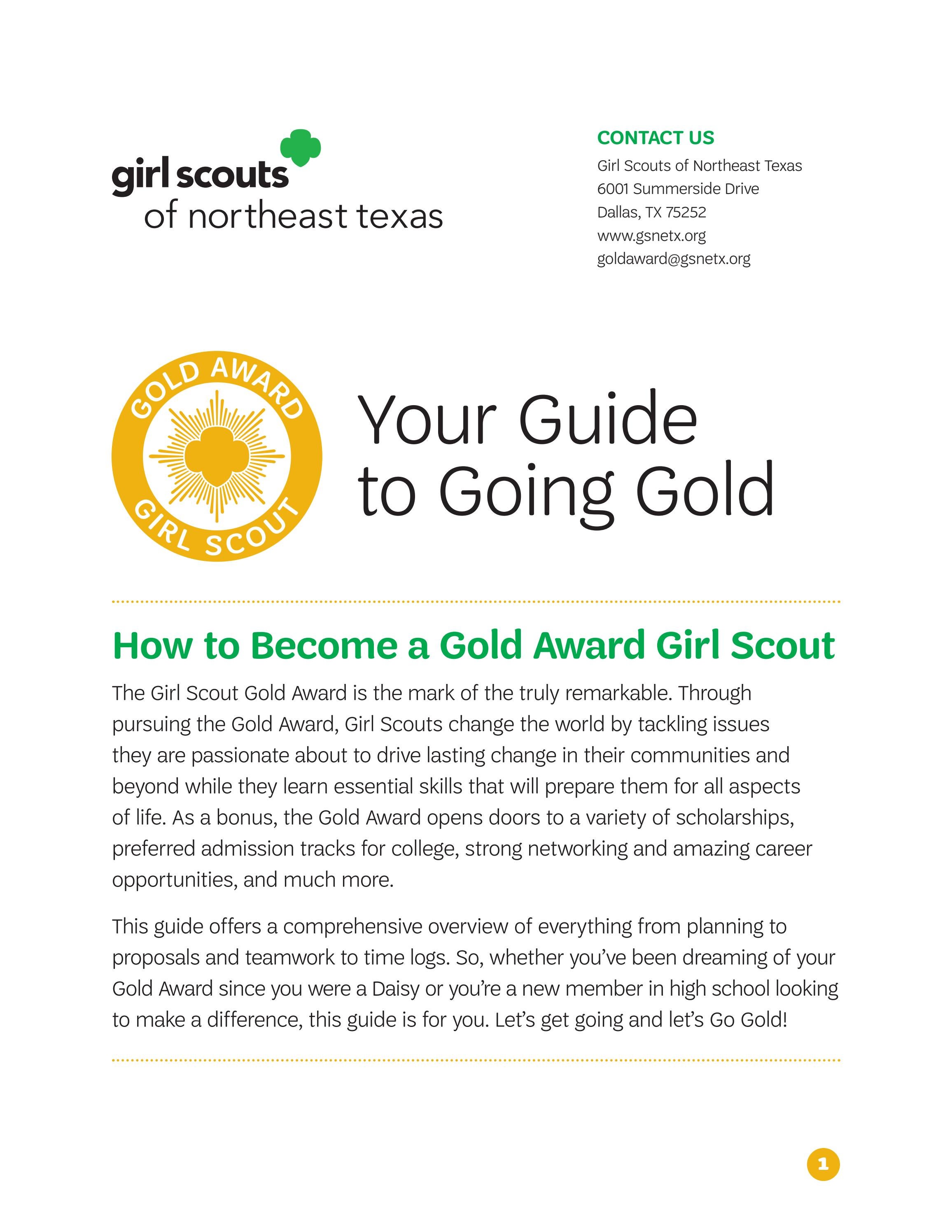 Gold Award Guide by Girl Scouts of Northeast Texas - Issuu