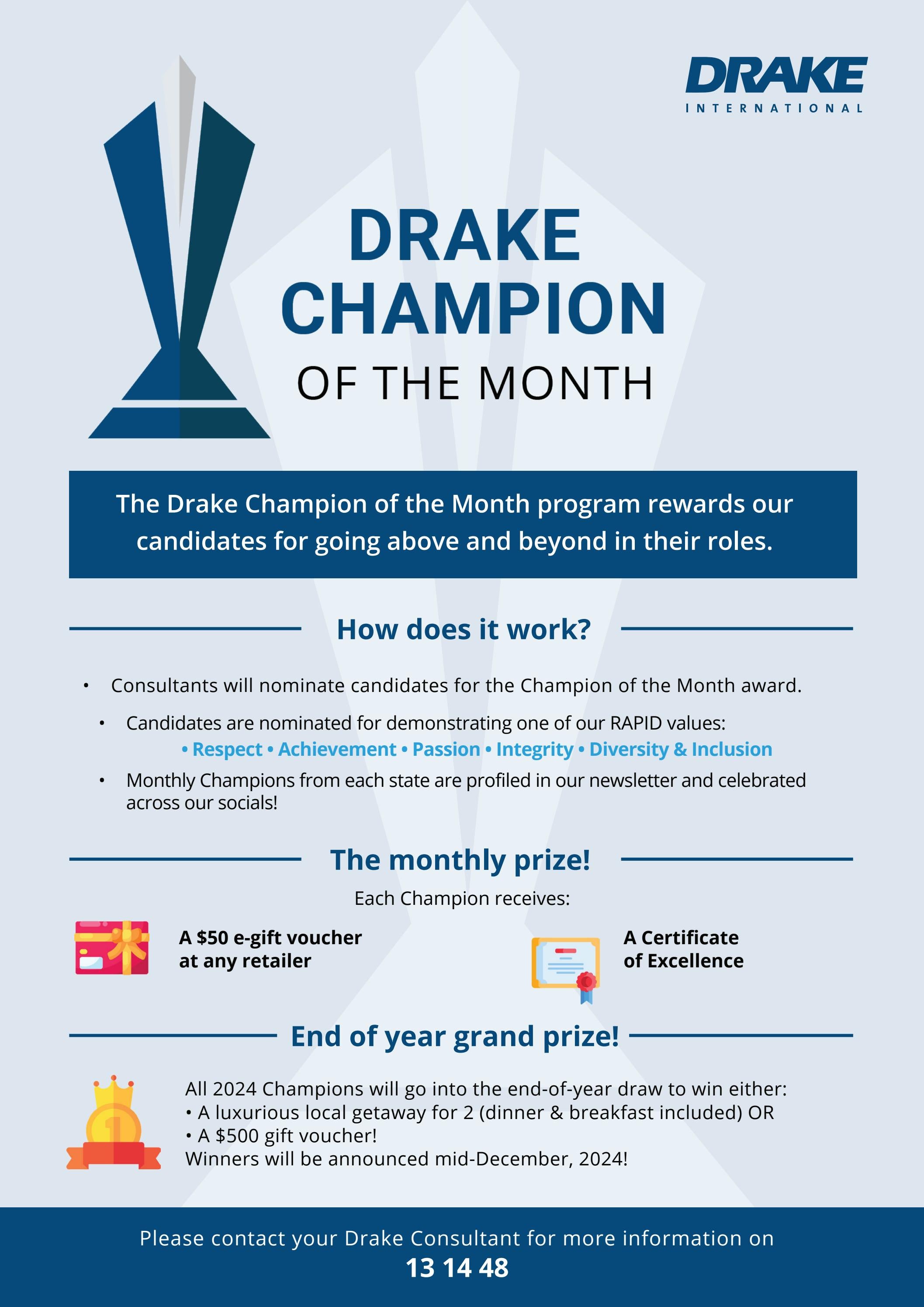 Drake Champion of the Month Flyer 2024 by DrakeANZ - Issuu