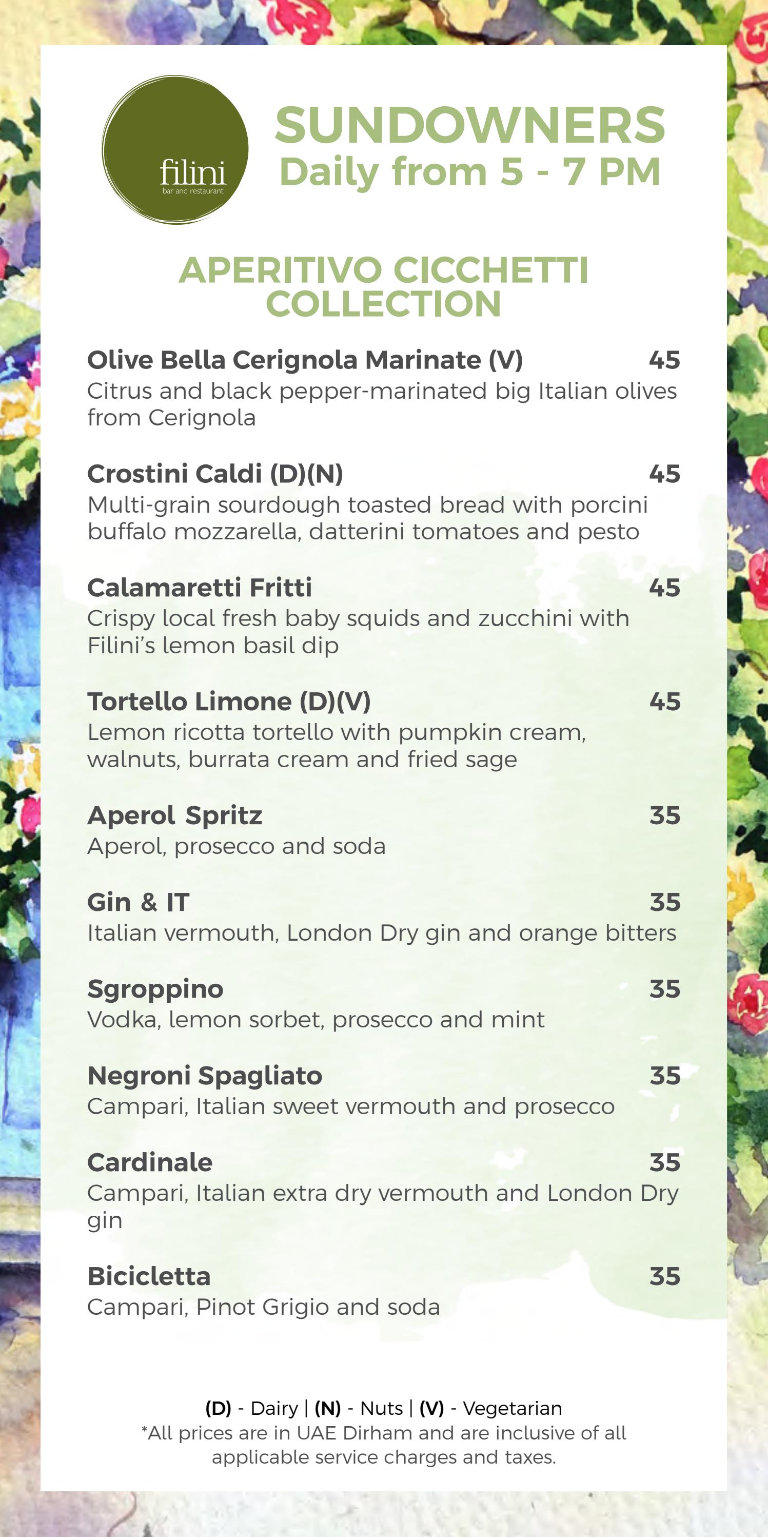 Filini Sundowner Menu by Yas Plaza Hotels - Issuu