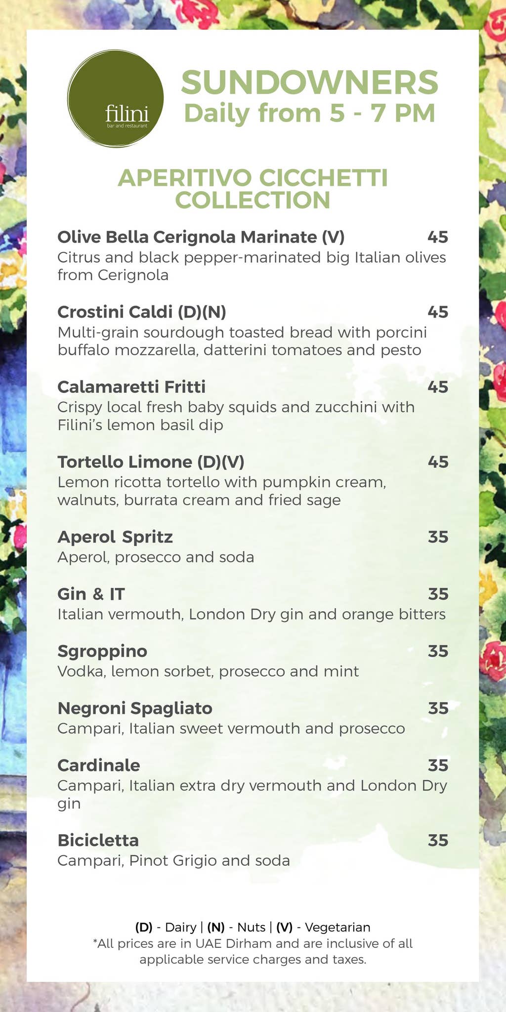 Filini Sundowner Menu by Yas Plaza Hotels - Issuu