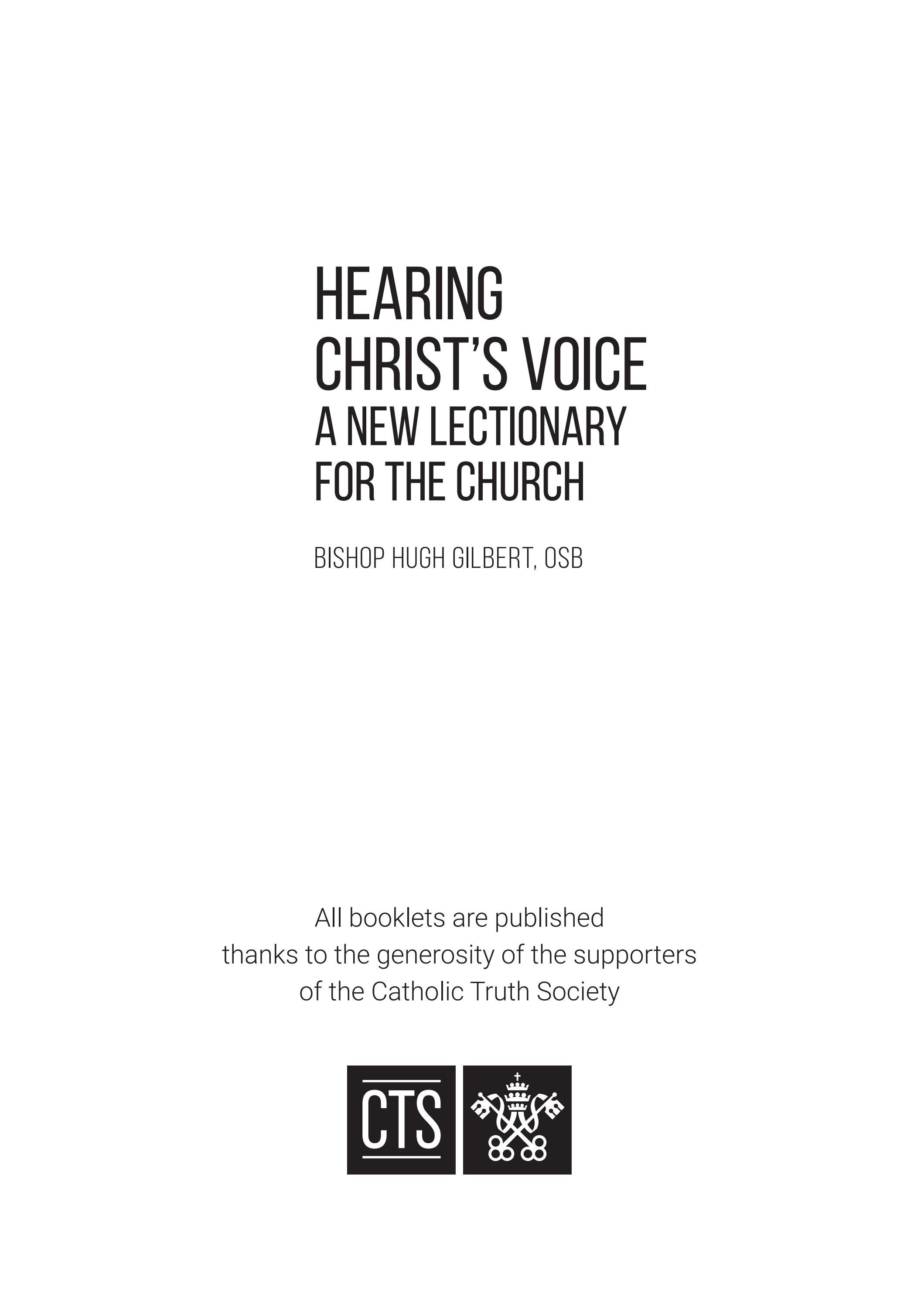 Hearing Christ's Voice by Catholic Truth Society - Issuu