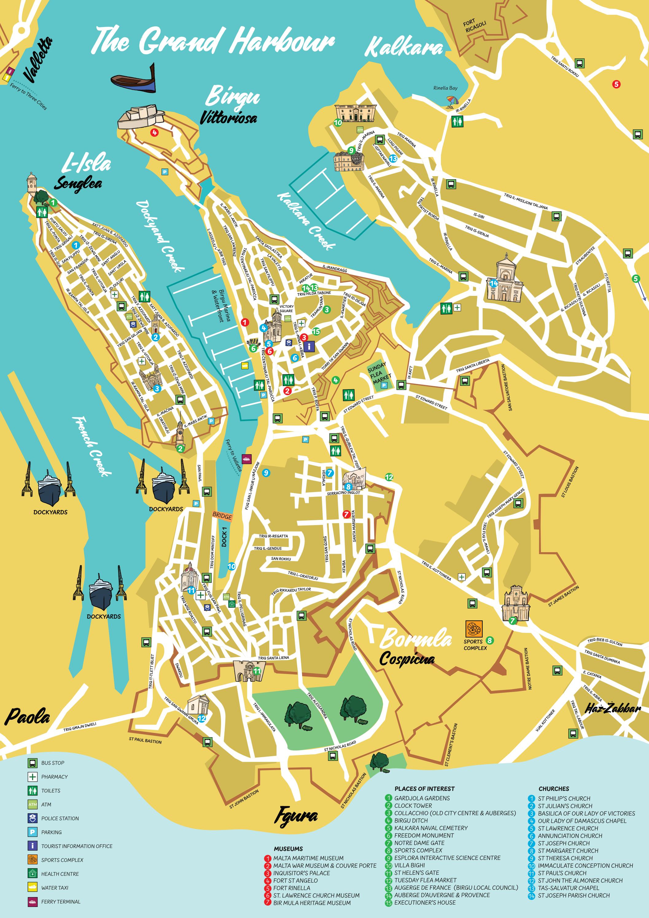 Malta Map | Three Cities by Malta Tourism Authority - Issuu