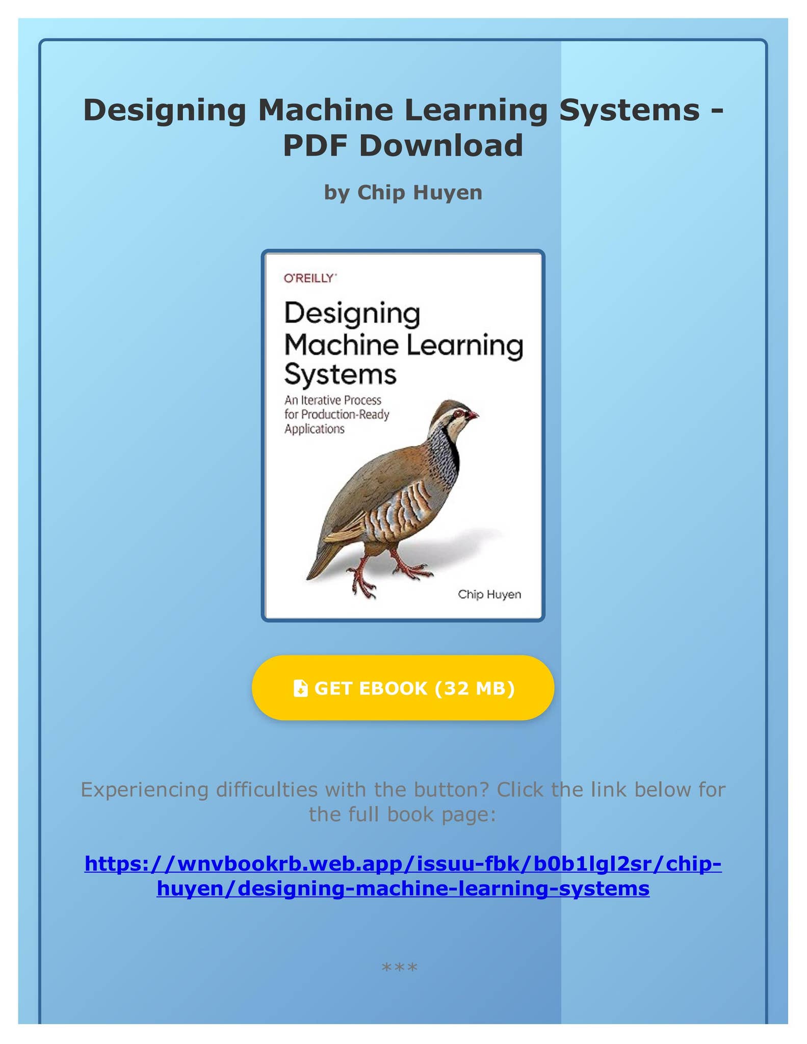 (PDF Ebook) Designing Machine Learning Systems by Chip Huyen by ...