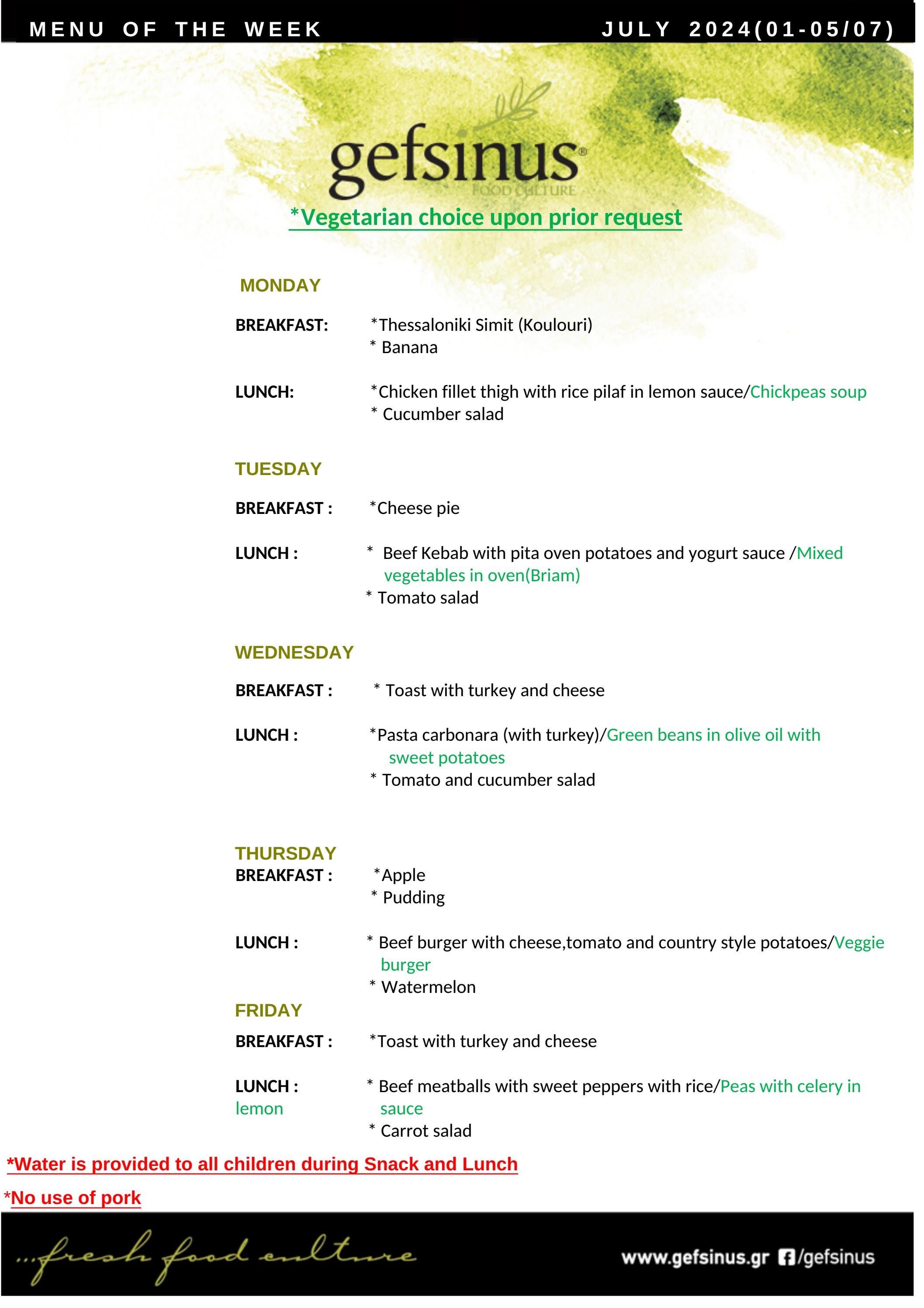 Summer camp July menu / week 3 by ACS Athens - Issuu