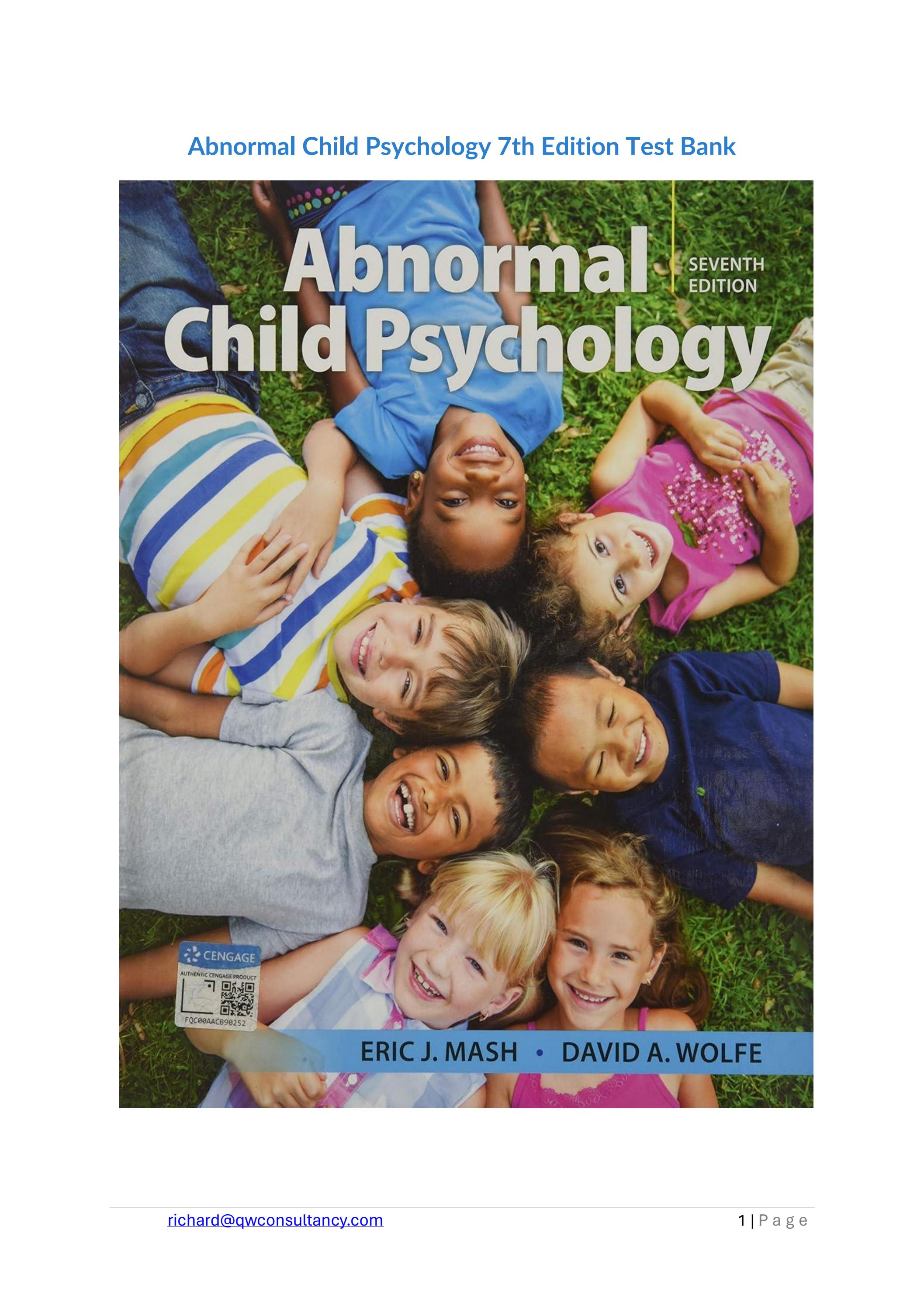 Abnormal Child Psychology 7th Edition Test Bank by Ace Test Banks - Issuu