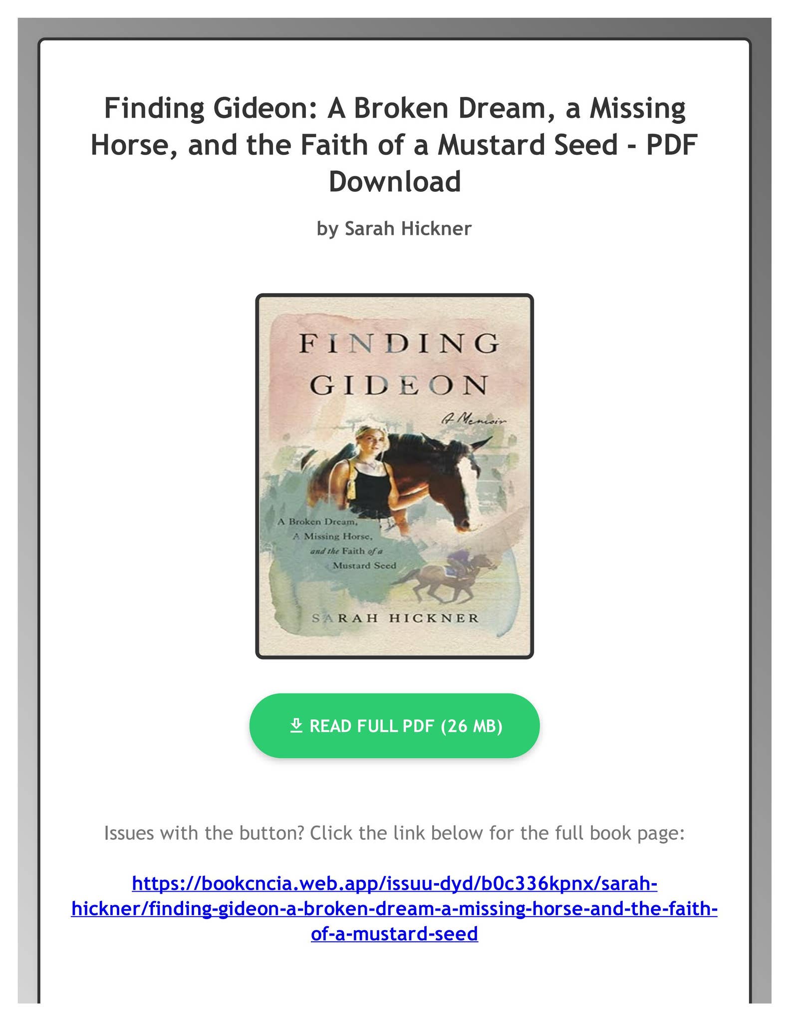 EBOOK PDF Finding Gideon: A Broken Dream, a Missing Horse, and the ...